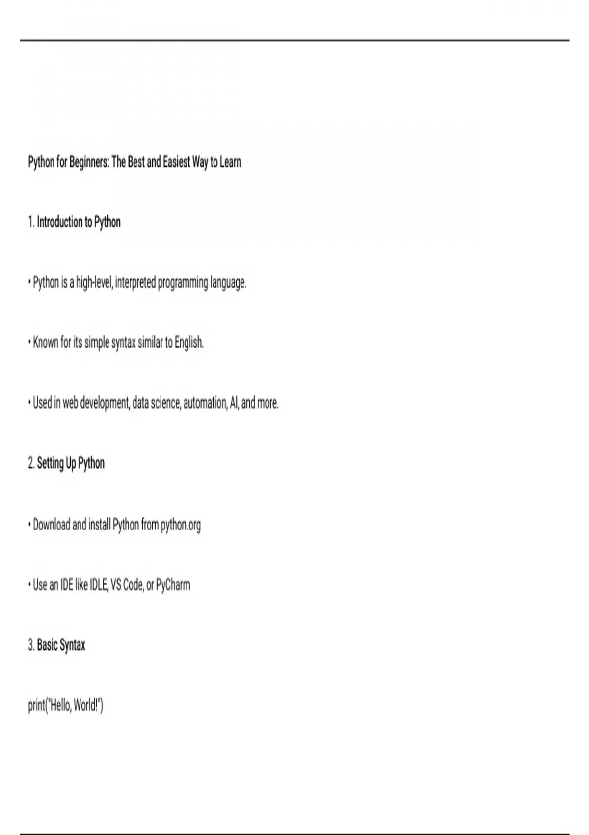 Summary Python for beginners - Computer science - Stuvia US