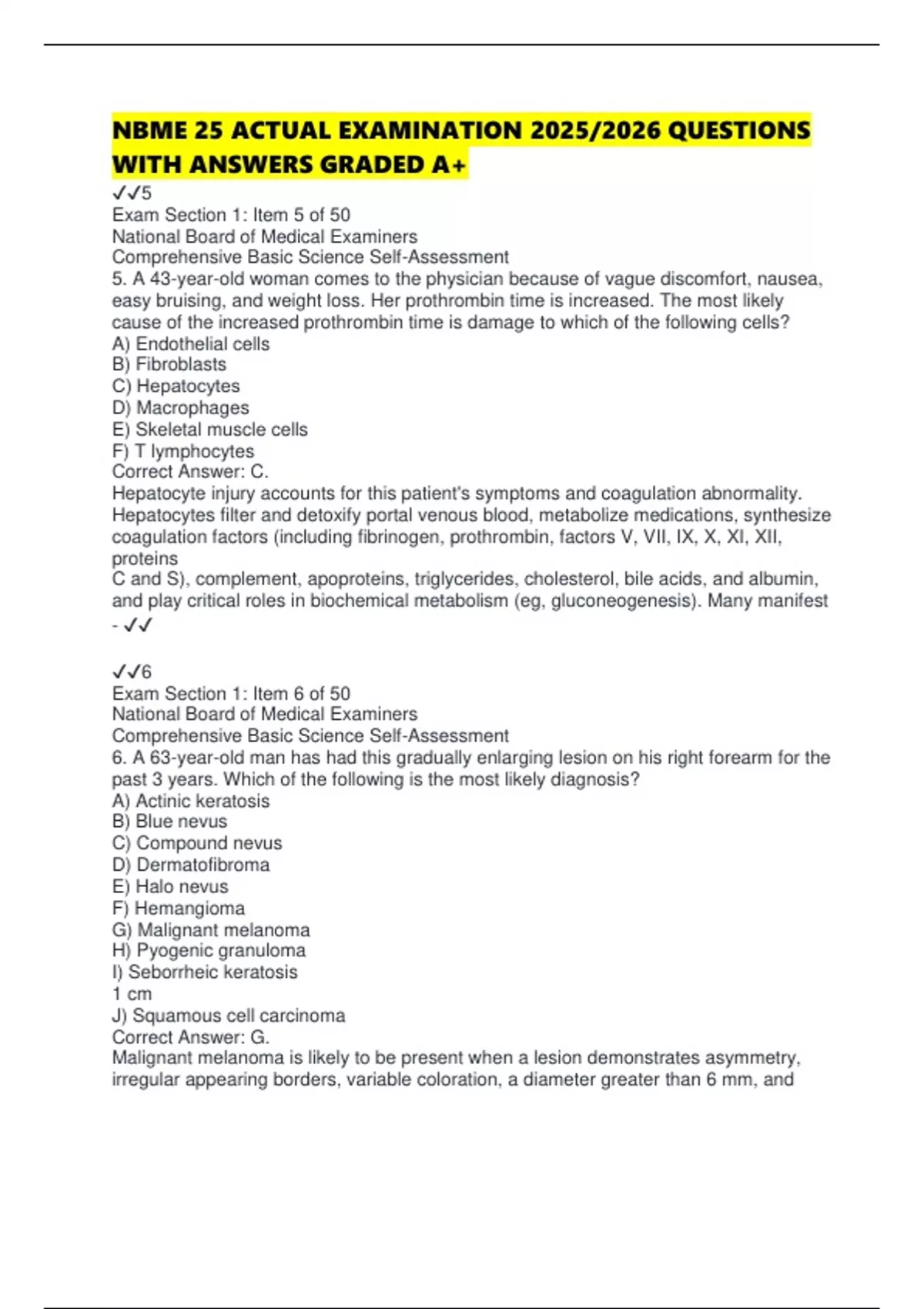 NBME 25 ACTUAL EXAMINATION 2025/2026 QUESTIONS WITH ANSWERS GRADED A+ - NBME 25 - Stuvia US