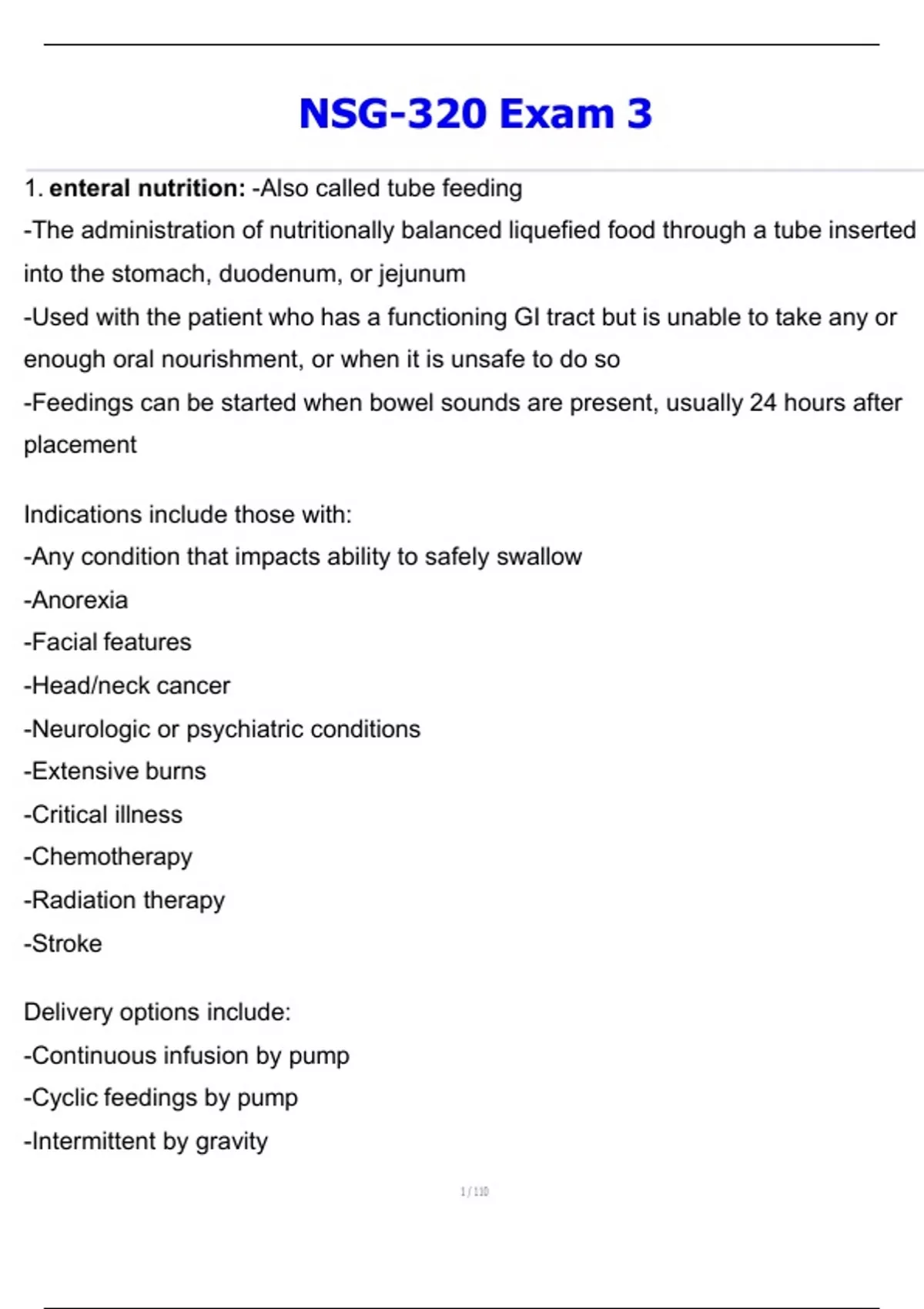 NSG-320 Exam 3 Questions With Complete Solutions latest update 2025/ ...