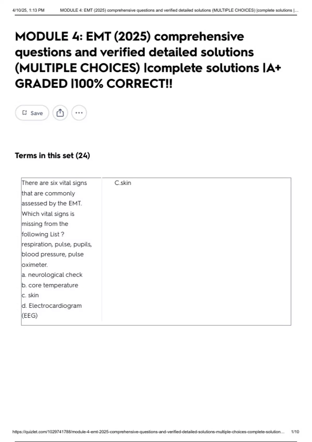 MODULE 4: EMT (2025) comprehensive questions and verified detailed solutions (MULTIPLE CHOICES ...