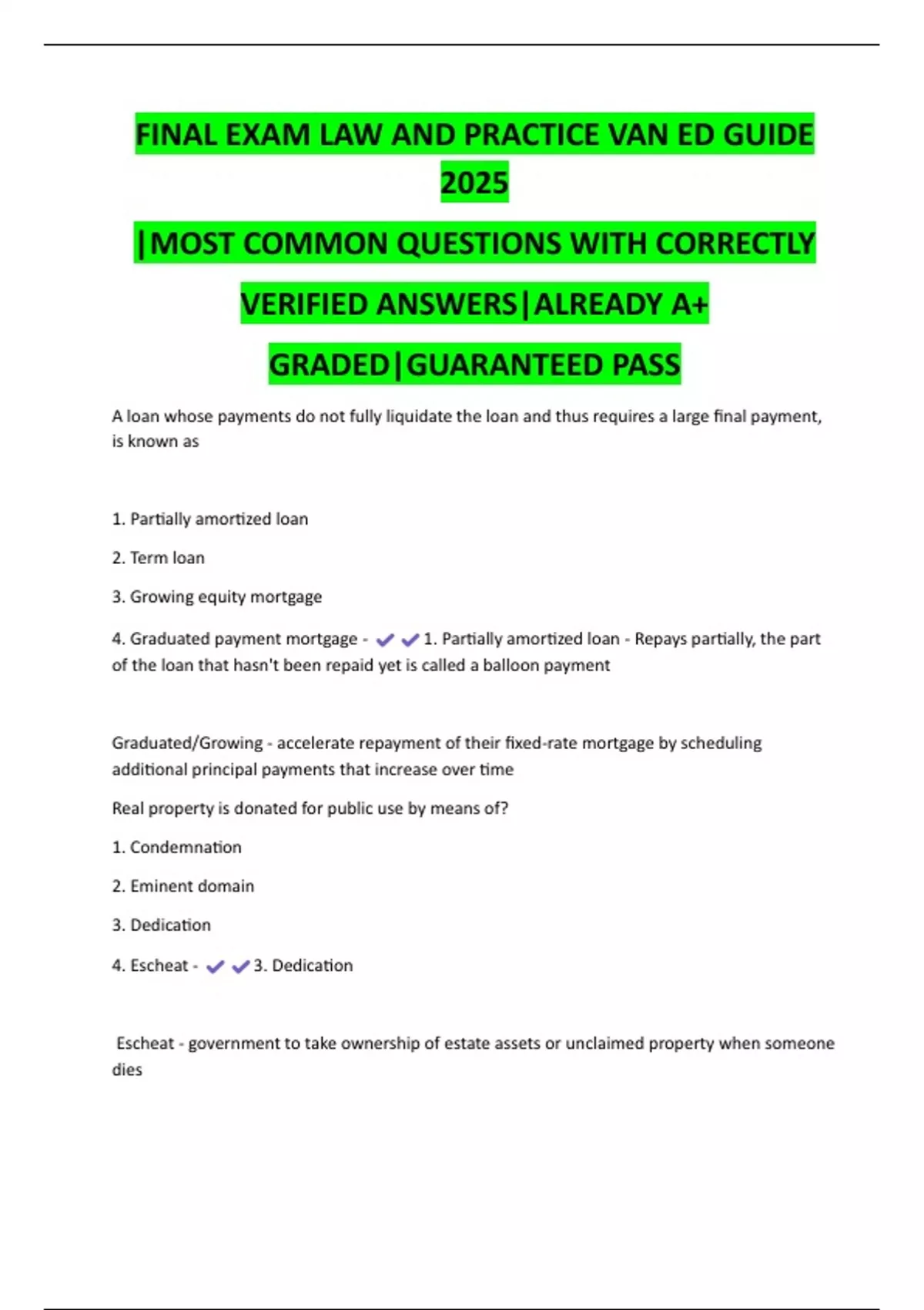 7D VAN 2025 Fast Track Review | Updated Quizzes with 100% Correct ...