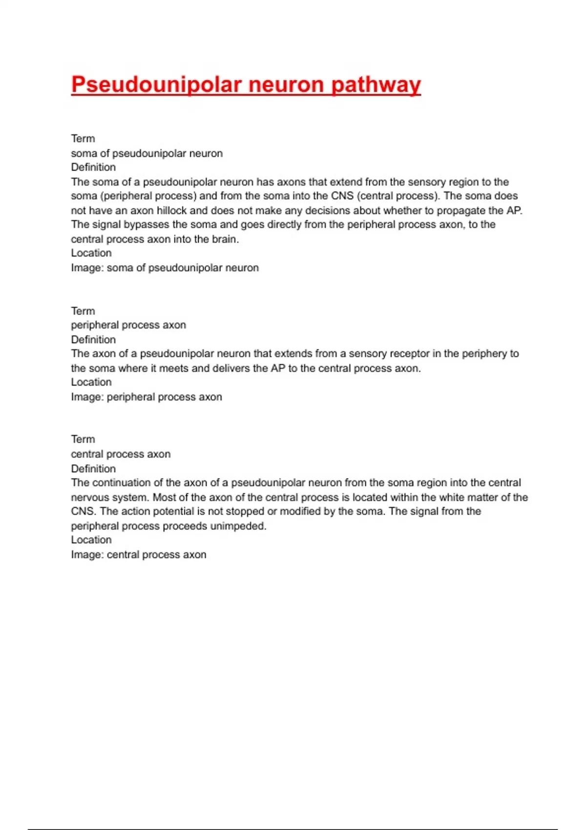 Pseudounipolar neuron pathway Exam 2025/2026 Questions With Correct ...