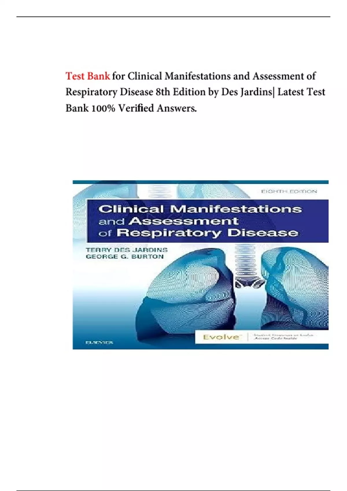 Test Bank for Clinical Manifestations and Assessment of Respiratory ...