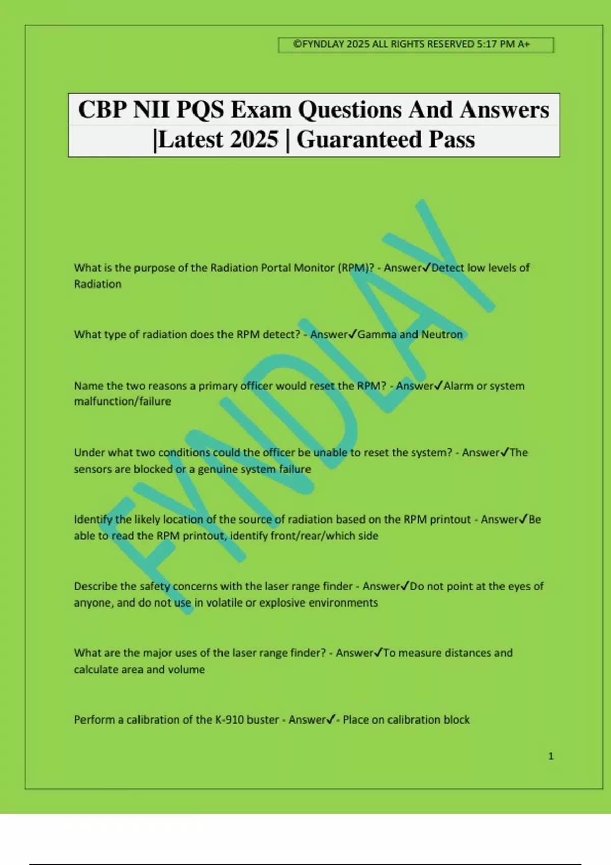 CBP NII PQS Exam Questions And Answers |Latest 2025 | Guaranteed Pass ...