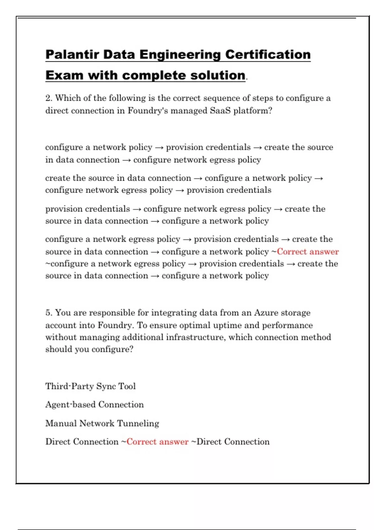 Palantir Data Engineering Certification Exam with complete solution 2025. - Palantir Data ...