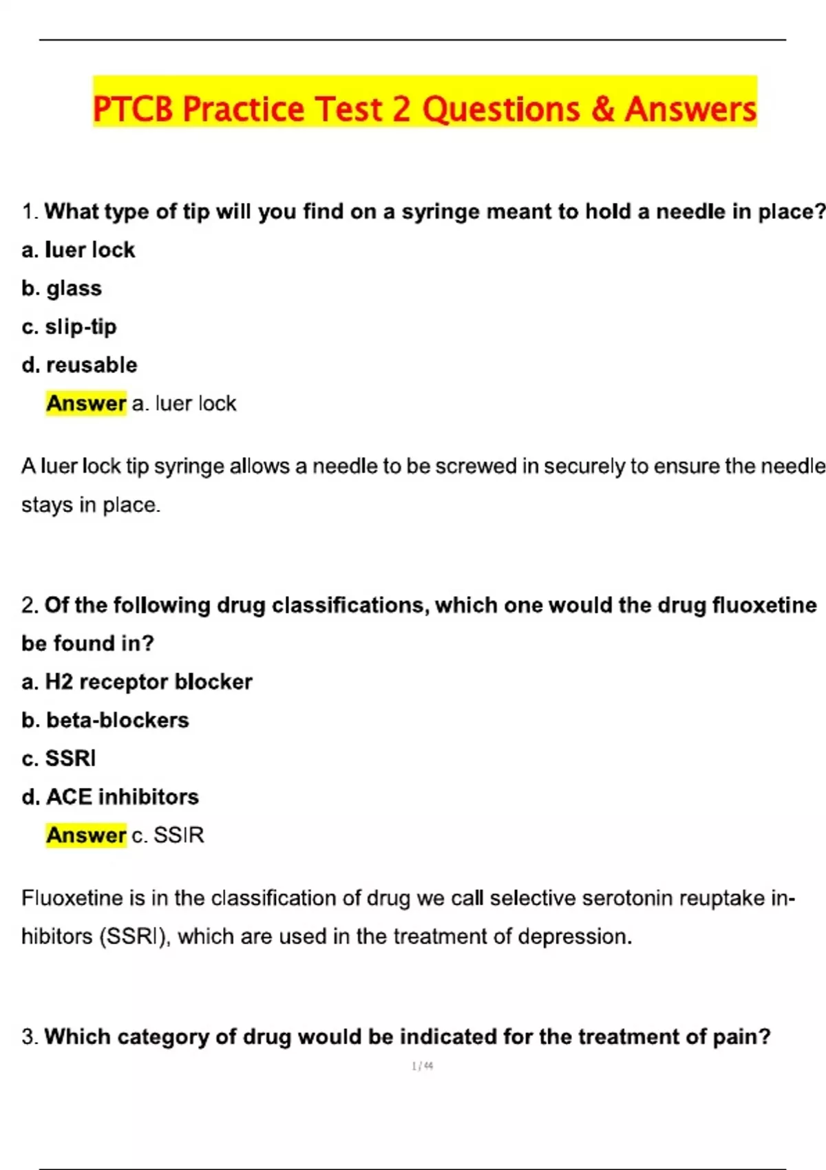 2025 PTCB Practice Test 2 Questions with Verified Answers 2025 / 2026 ...