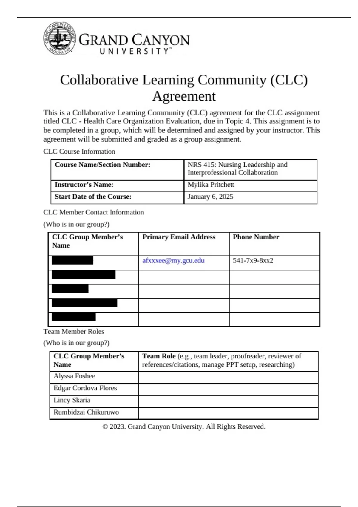 NRS 415 Topic 3 Assessment; CLC - CLC Agreement Document for Topic 4 ...