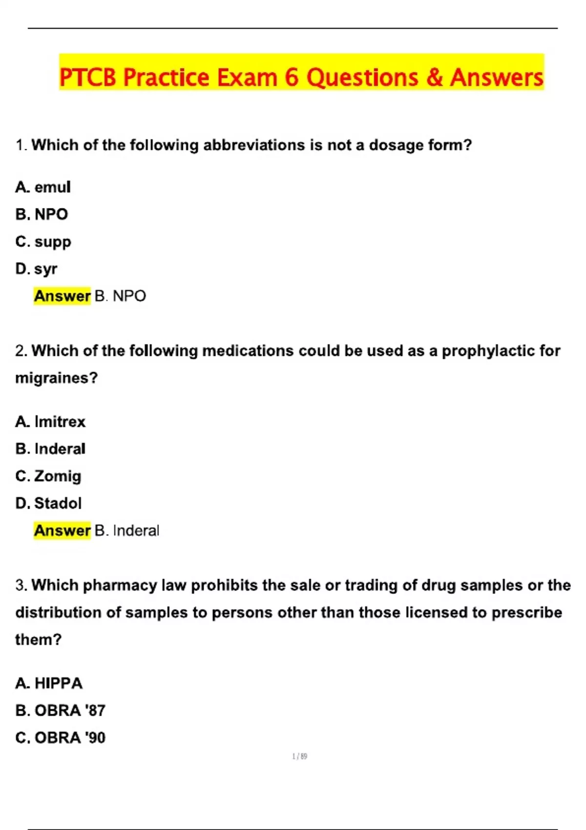 2025 PTCB Practice Exam 6 Questions with Verified Answers 2025 / 2026 ...