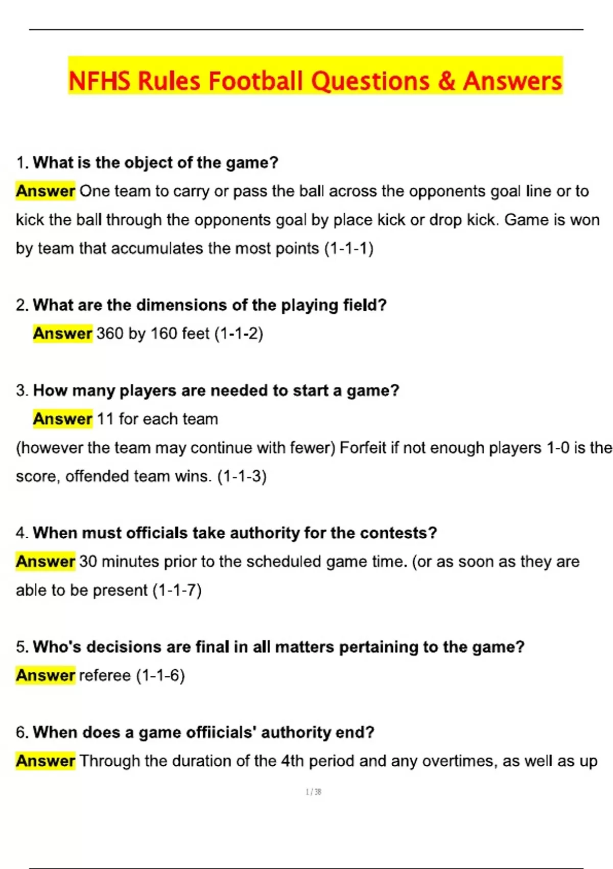 2025 NFHS Football Rules Exam Questions with Verified Answers 2025 / ...