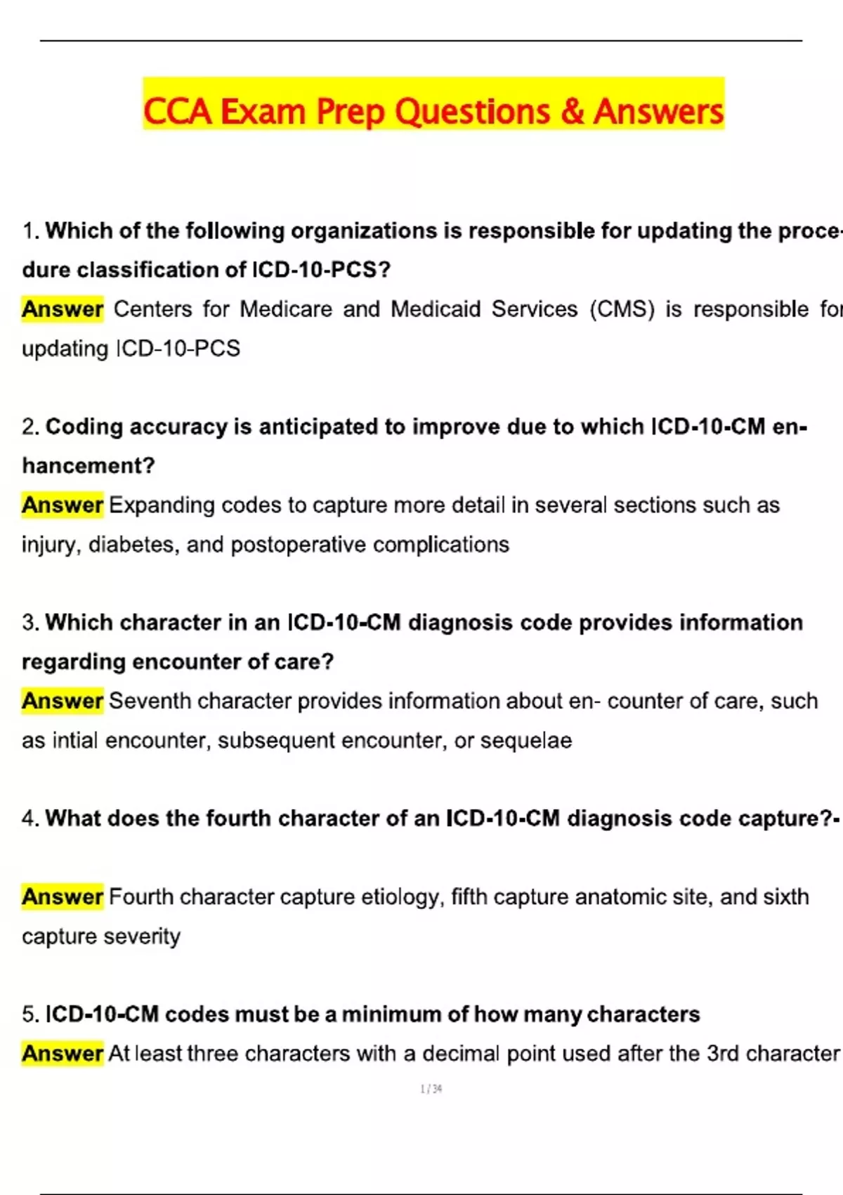 2025 CCA EXAM PREP Questions & Answers Latest (2025 / 2026) (Verified ...