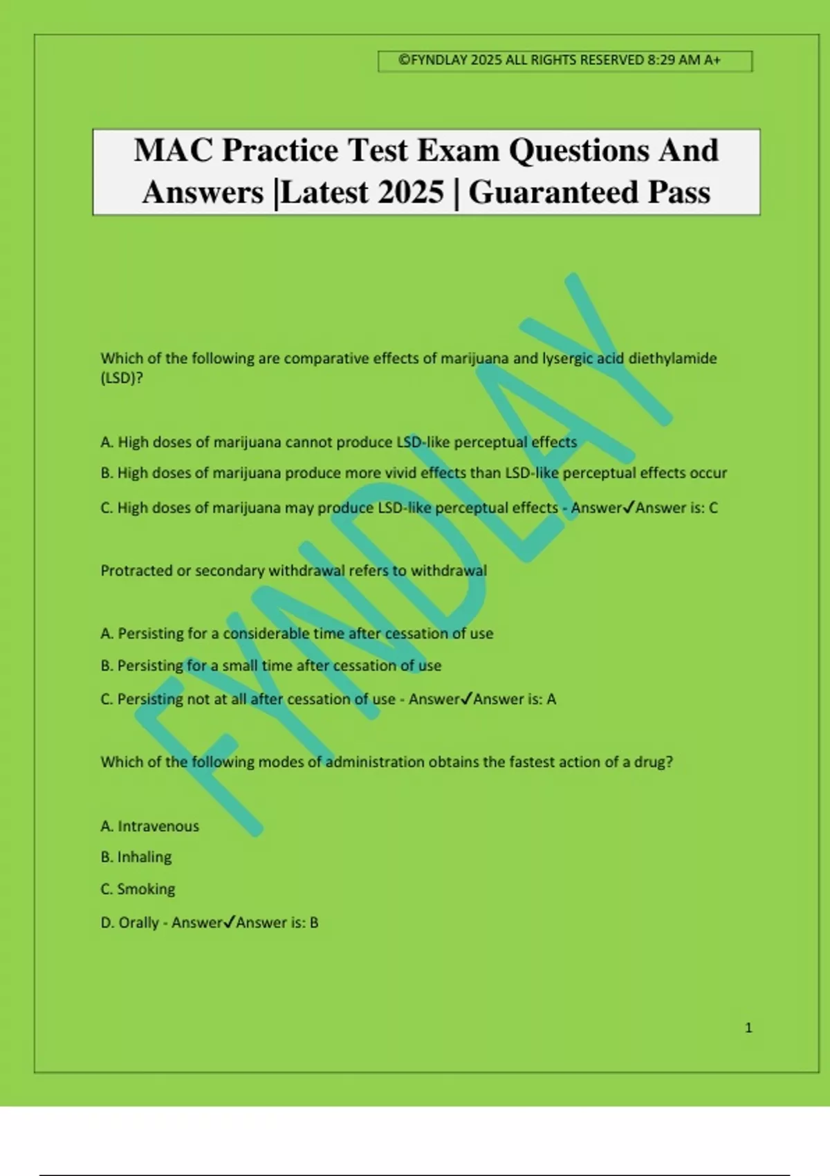 MAC Practice Test Exam Questions And Answers |Latest 2025 | Guaranteed ...