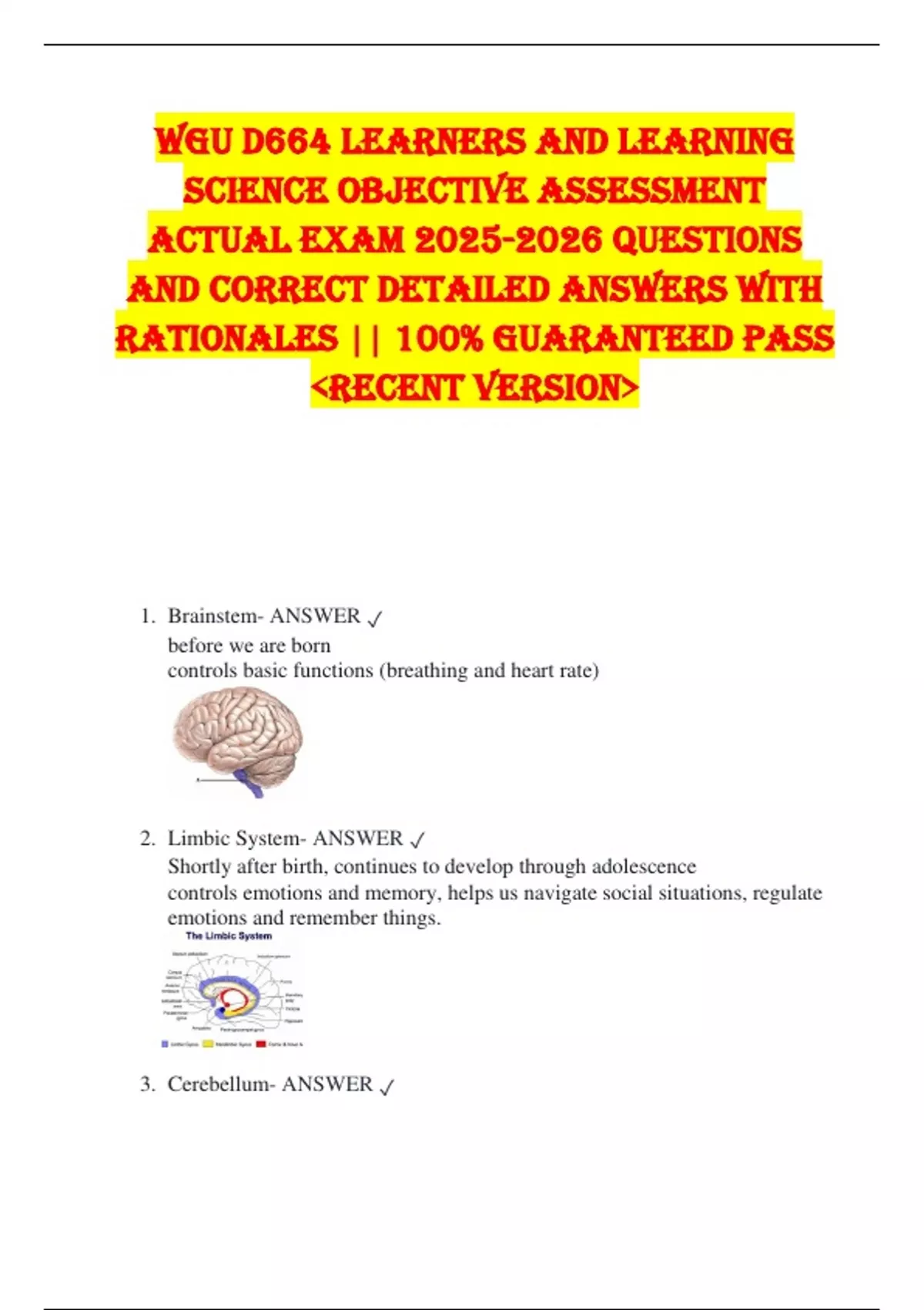 WGU D664 Learners and Learning Science OBJECTIVE ASSESSMENT ACTUAL EXAM ...