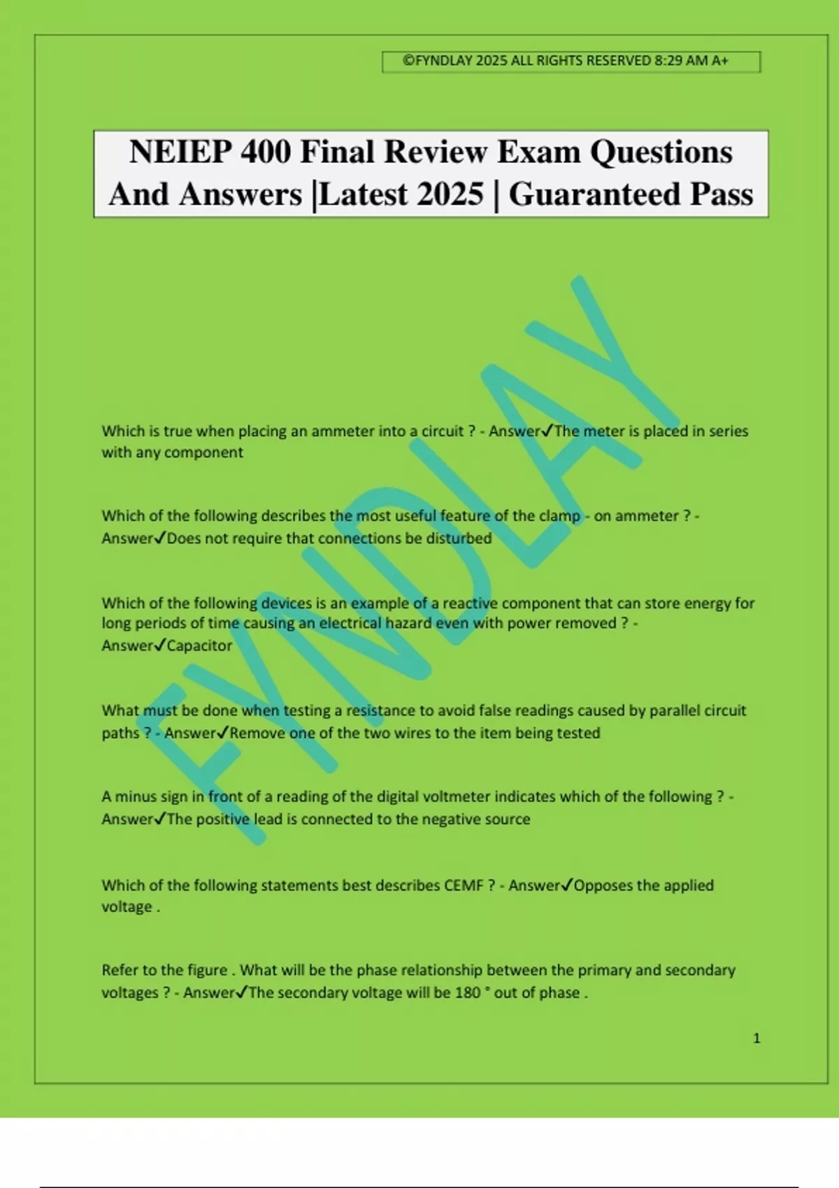NEIEP 400 Final Review Exam Questions And Answers |Latest 2025 ...