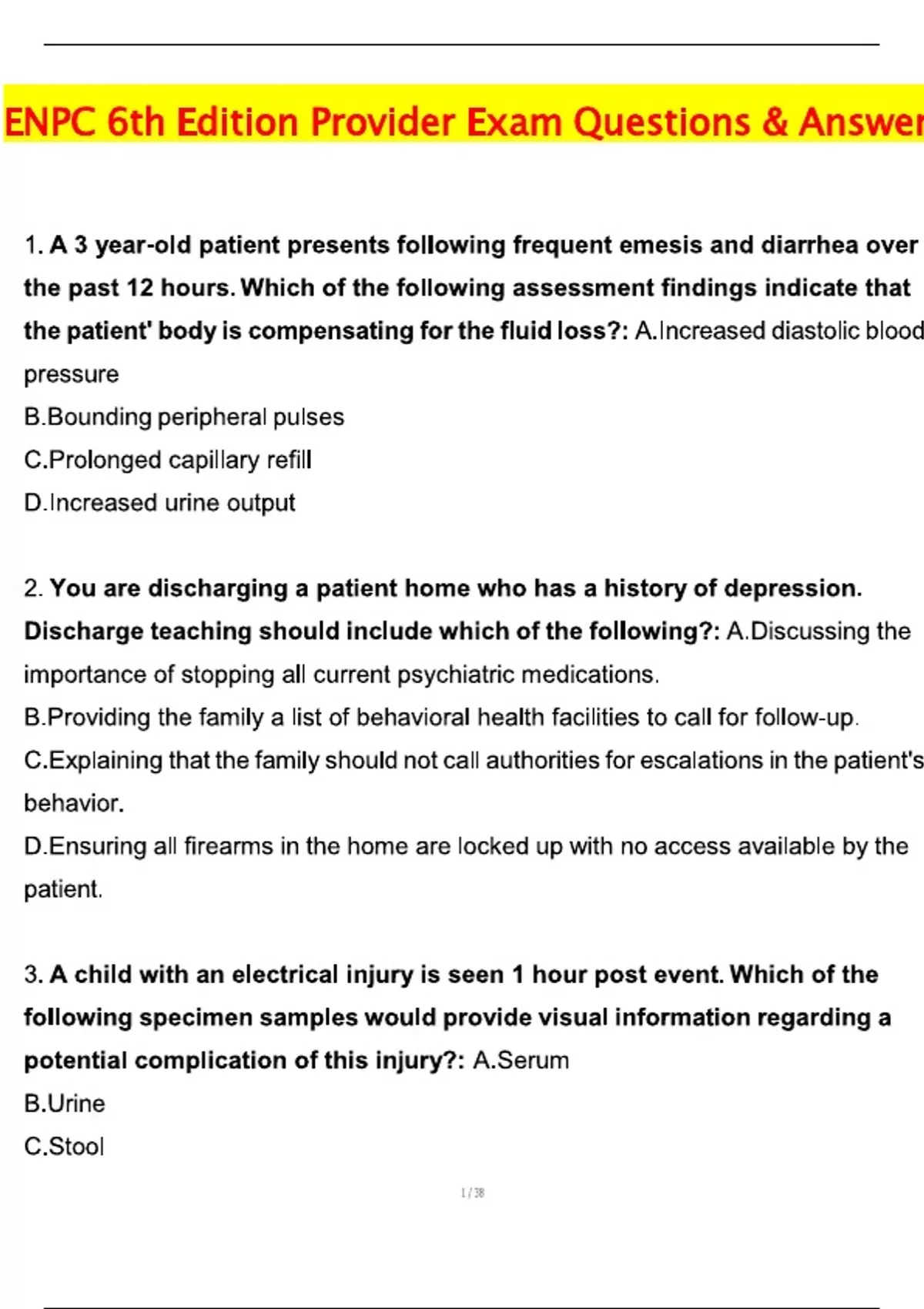2025 ENPC 6th Edition Provider Exam Questions and Answers 2025 / 2026 ...