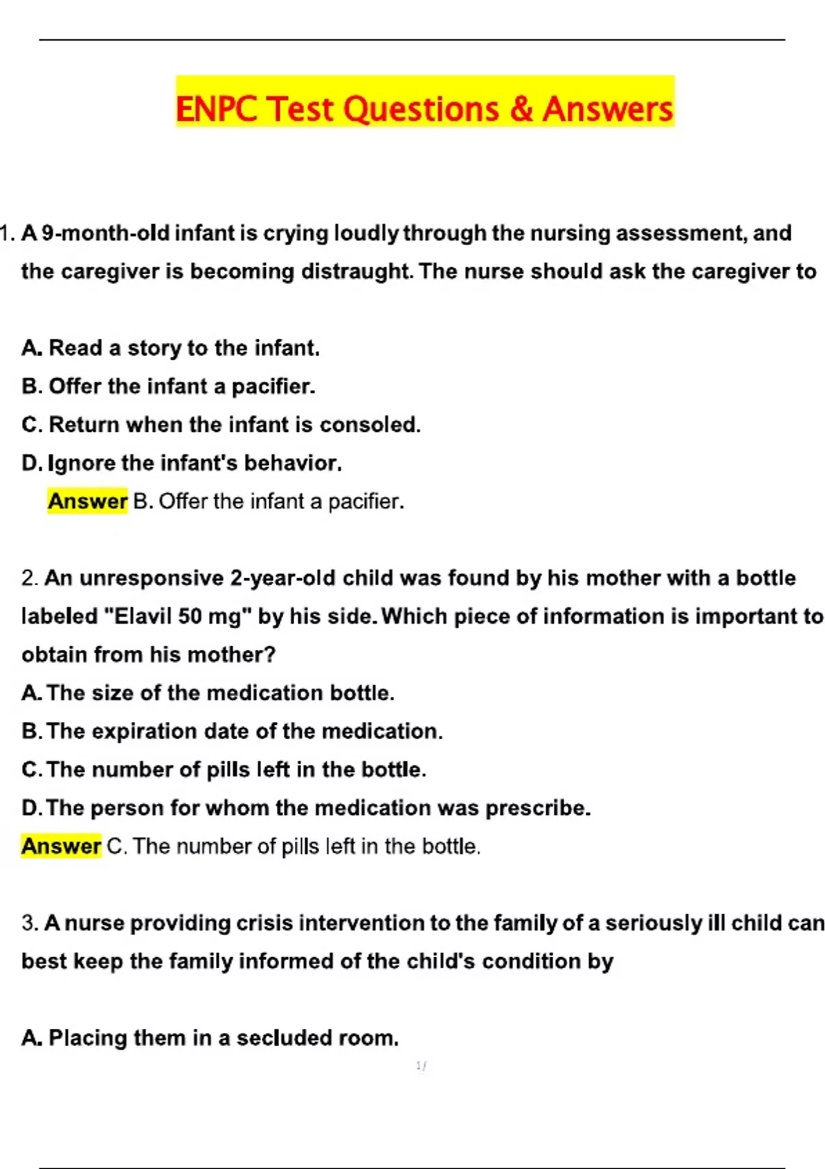 2025 ENPC Test Questions and Answers 2025 / 2026 | 100% Verified ...