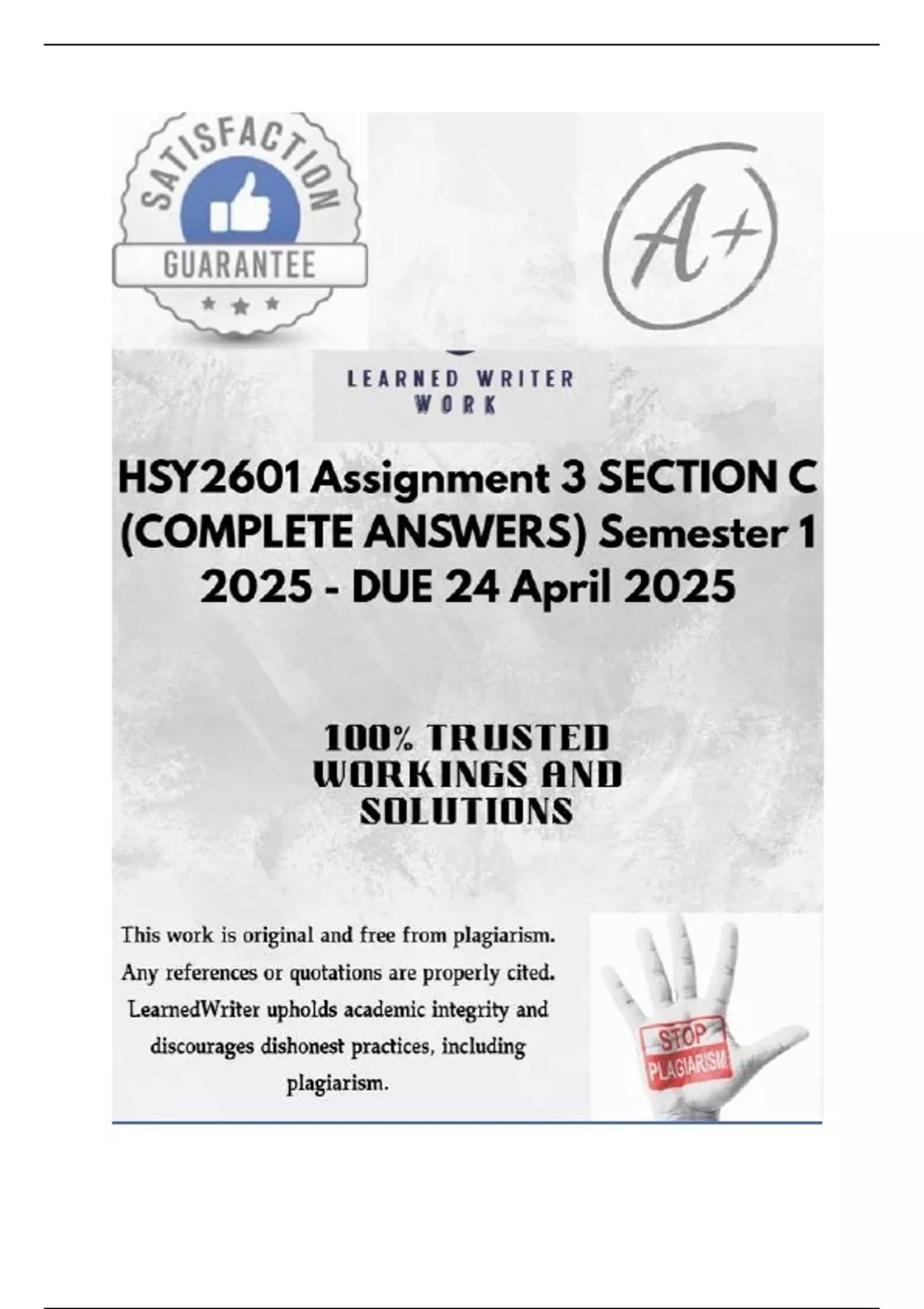 HSY2601 Assignment 3 SECTION C (COMPLETE ANSWERS) Semester 1 2025 - DUE ...