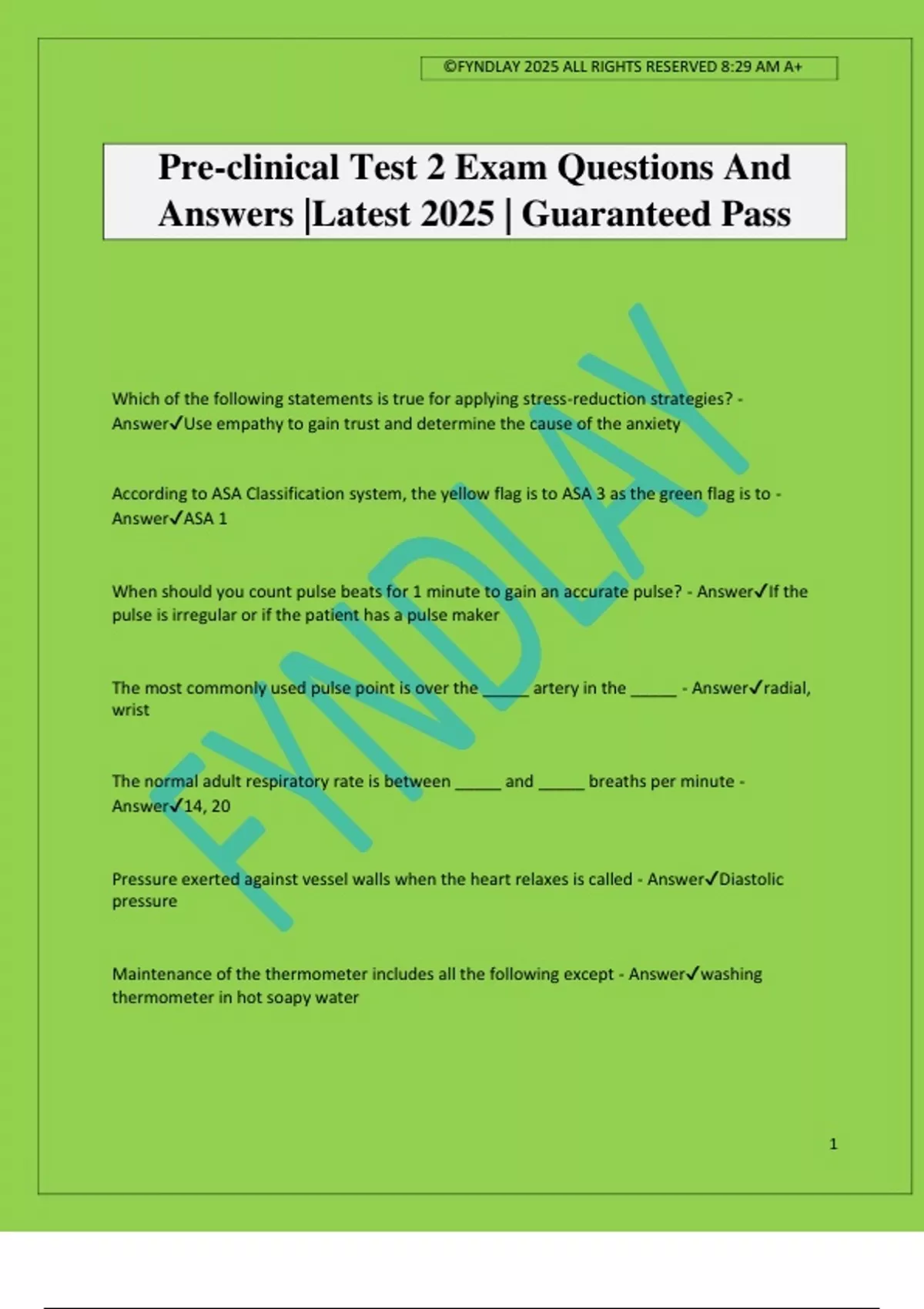 Pre-clinical Test 2 Exam Questions And Answers |Latest 2025 ...