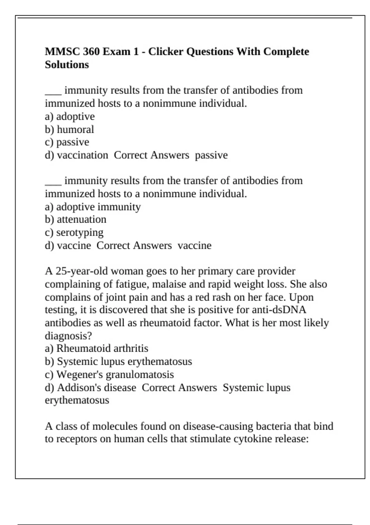 MMSC 360 Exam 1 - Clicker Questions With Complete Solutions - MMSC 360 ...