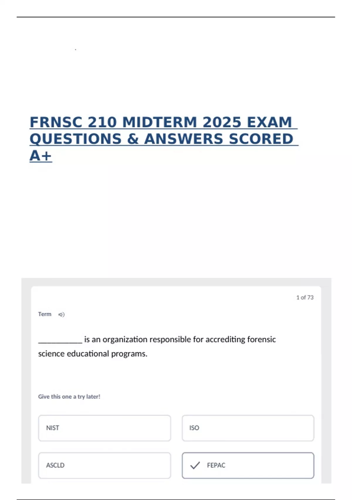 FRNSC 210 MIDTERM 2025 EXAM QUESTIONS & ANSWERS SCORED A+ - FRNSC 210 - Stuvia UK