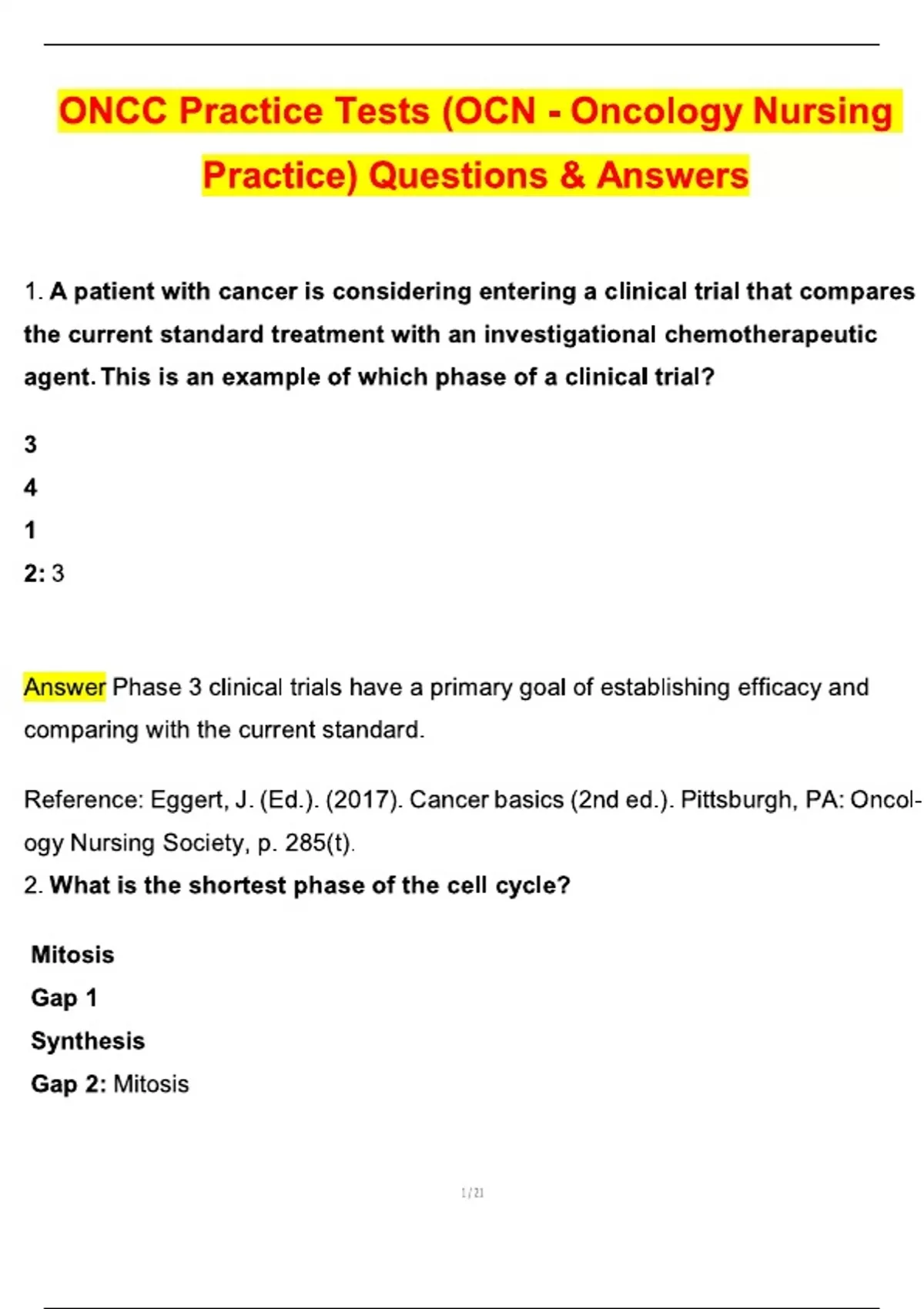 ONCC Practice Tests (OCN - Oncology Nursing Practice) Latest 2025 ...