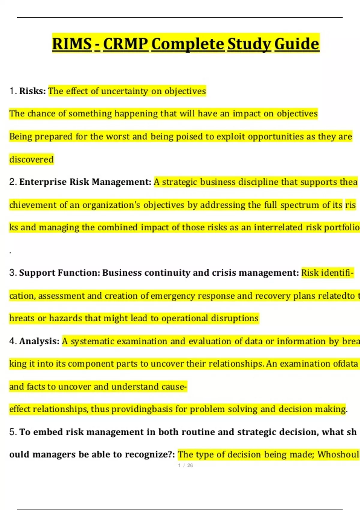 RIMS - CRMP COMPLETE STUDY GUIDE EXAM QUESTIONS AND ANSWERS Latest ...