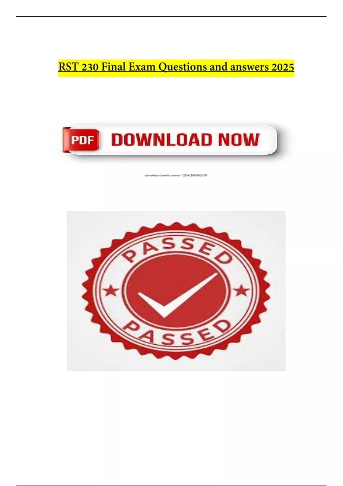 RST 230 Final Exam Questions and answers 2025 - RST 230 - Stuvia US