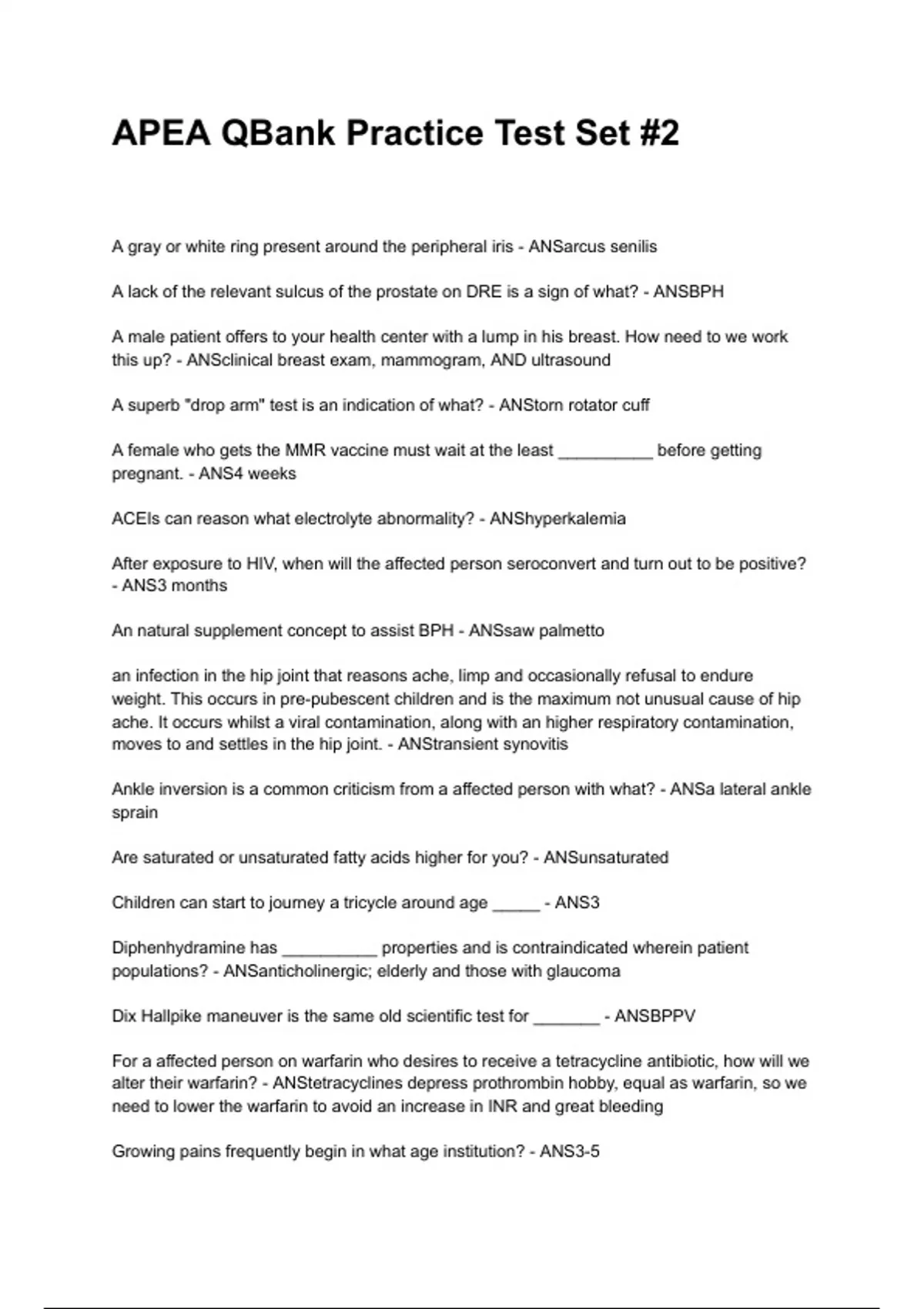 APEA QBank Practice Test Set #2 NEWEST 2025/2026 ACTUAL EXAM COMPLETE ...