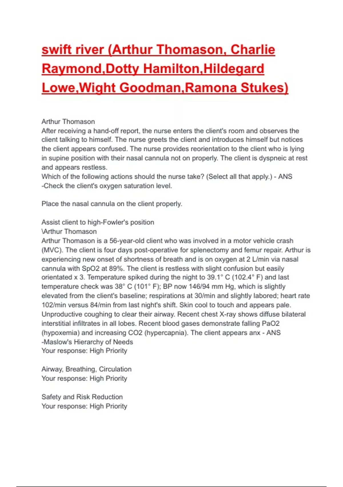 swift river (Arthur Thomason, Charlie Raymond,Dotty Hamilton,Hildegard ...