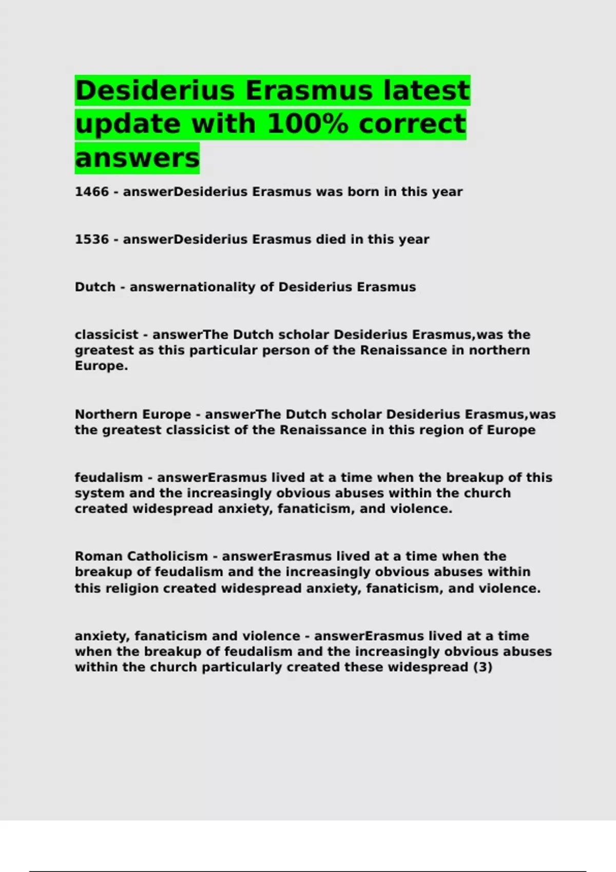 Desiderius Erasmus latest update with 100- correct answers - Erasmus ...