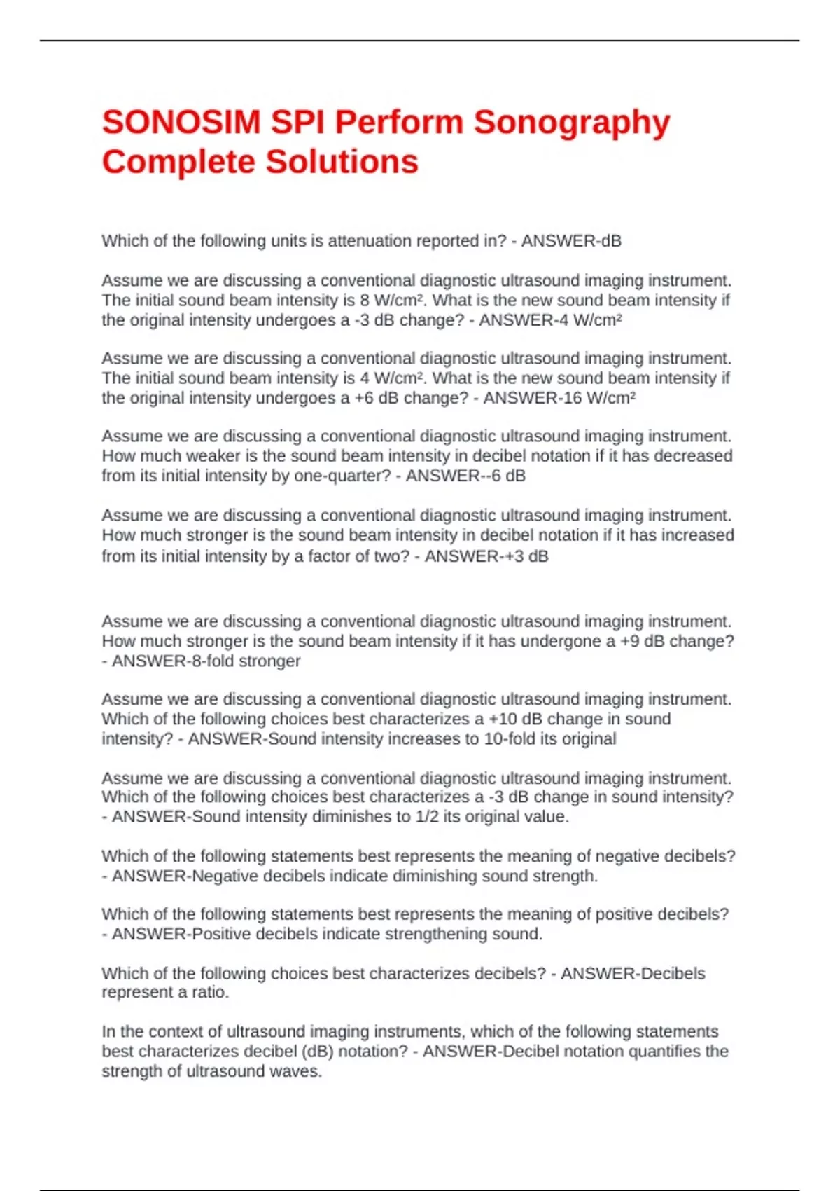 SONOSIM SPI Perform Sonography Complete Solutions - SONOSIM - Stuvia US