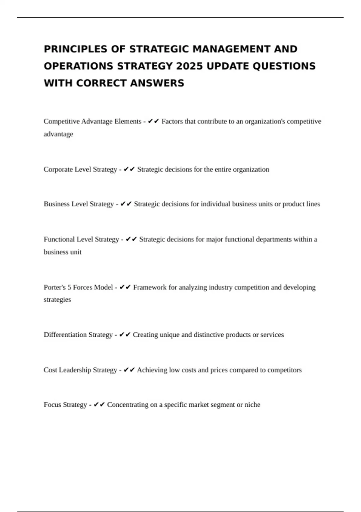 PRINCIPLES OF STRATEGIC MANAGEMENT AND OPERATIONS STRATEGY 2025 UPDATE ...