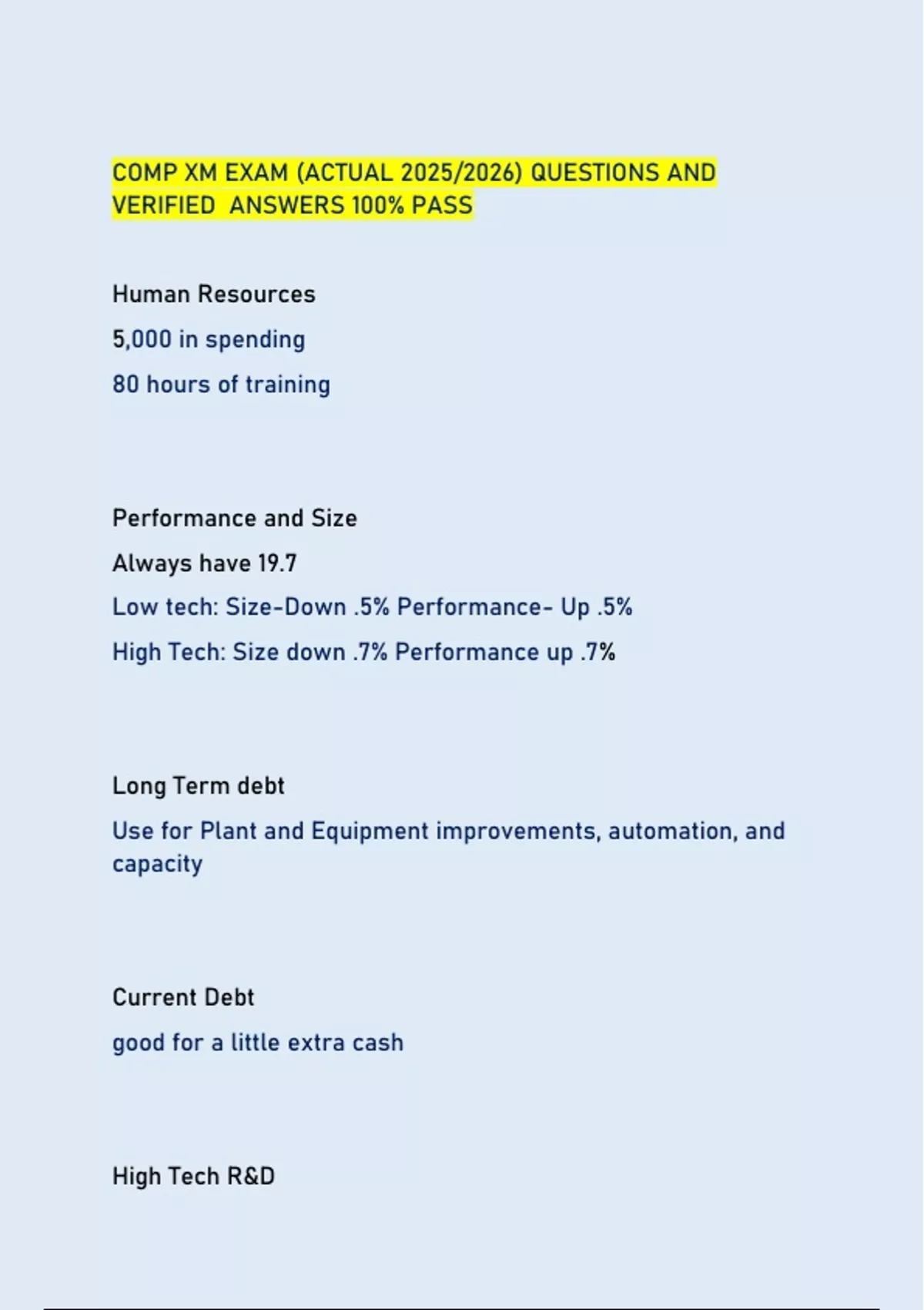 COMP XM EXAM (ACTUAL 2025/2026) QUESTIONS AND VERIFIED ANSWERS 100% ...