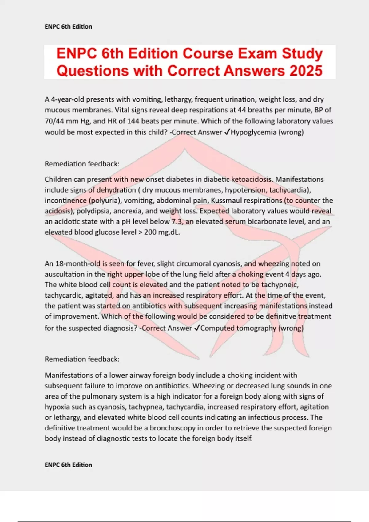 ENPC 6th Edition Course Exam Study Questions with Correct Answers 2025 ...