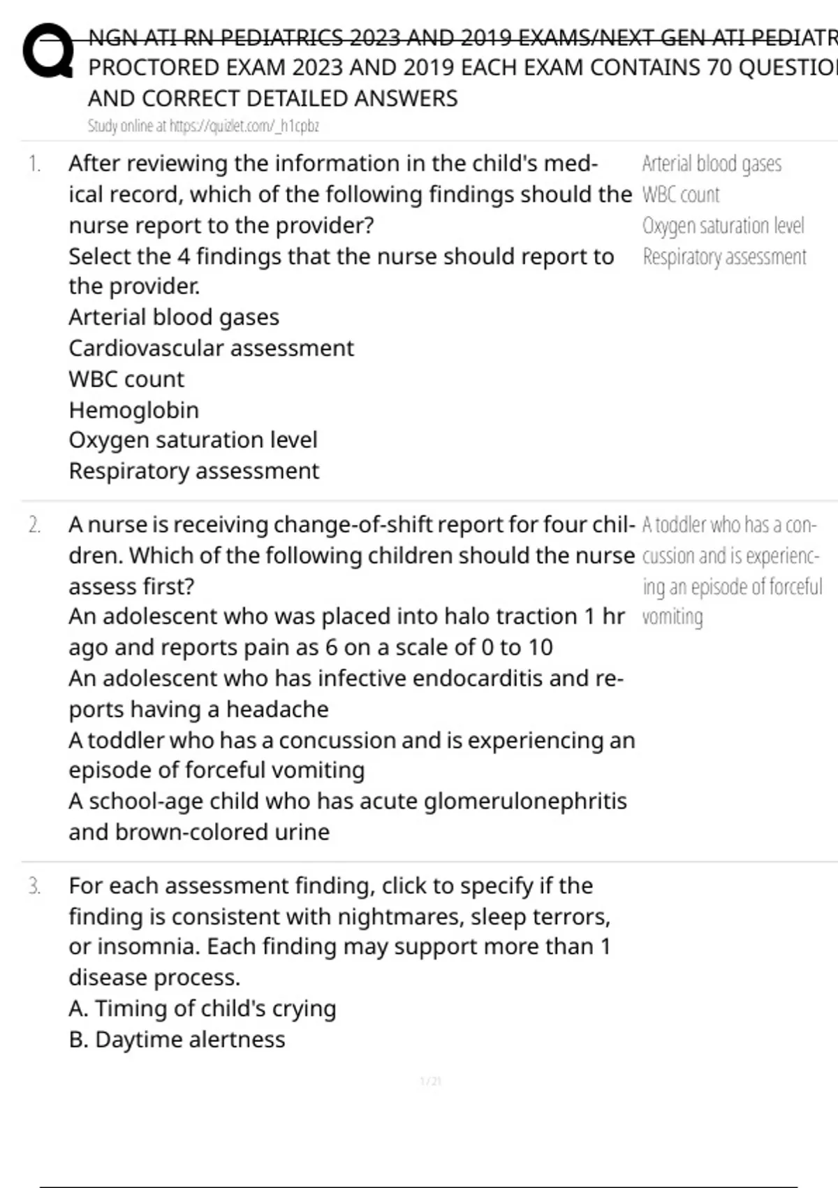 NGN ATI RN PEDIATRICS 2023 AND 2019 EXAMS/NEXT GEN ATI PEDIATRICS ...