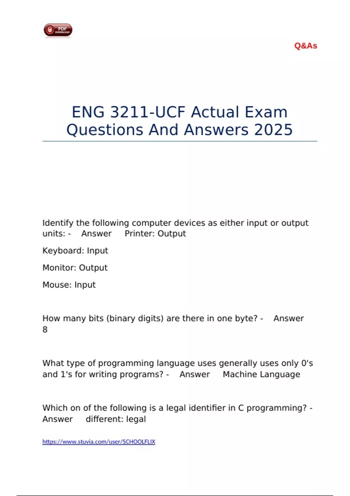 ENG 3211-UCF Actual Exam Questions And Answers 2025 - EGN 3311 - Stuvia US