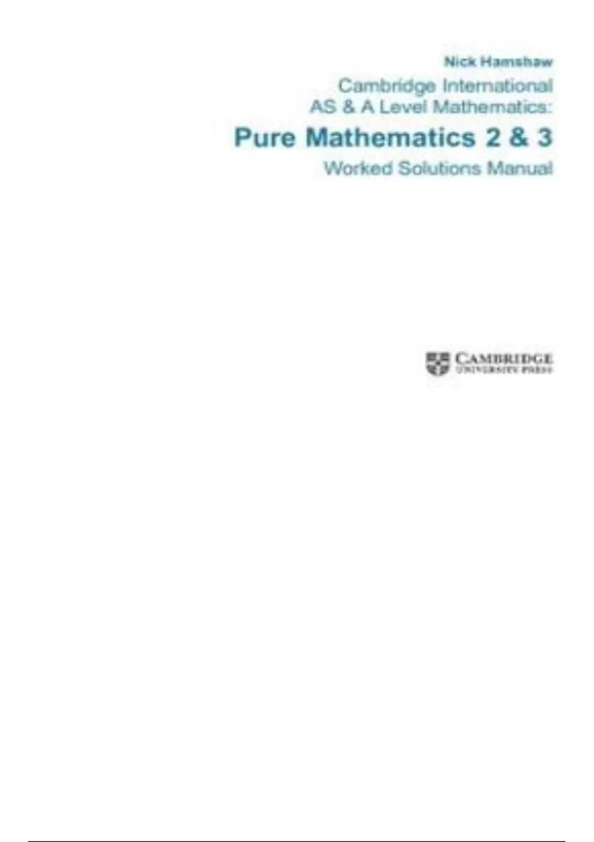 Cambridge International AS and A Level Mathematics Pure Mathematics 2 ...