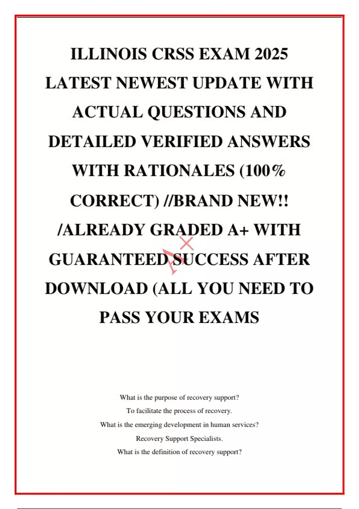 ILLINOIS CRSS EXAM 2025 LATEST NEWEST UPDATE WITH ACTUAL QUESTIONS AND ...