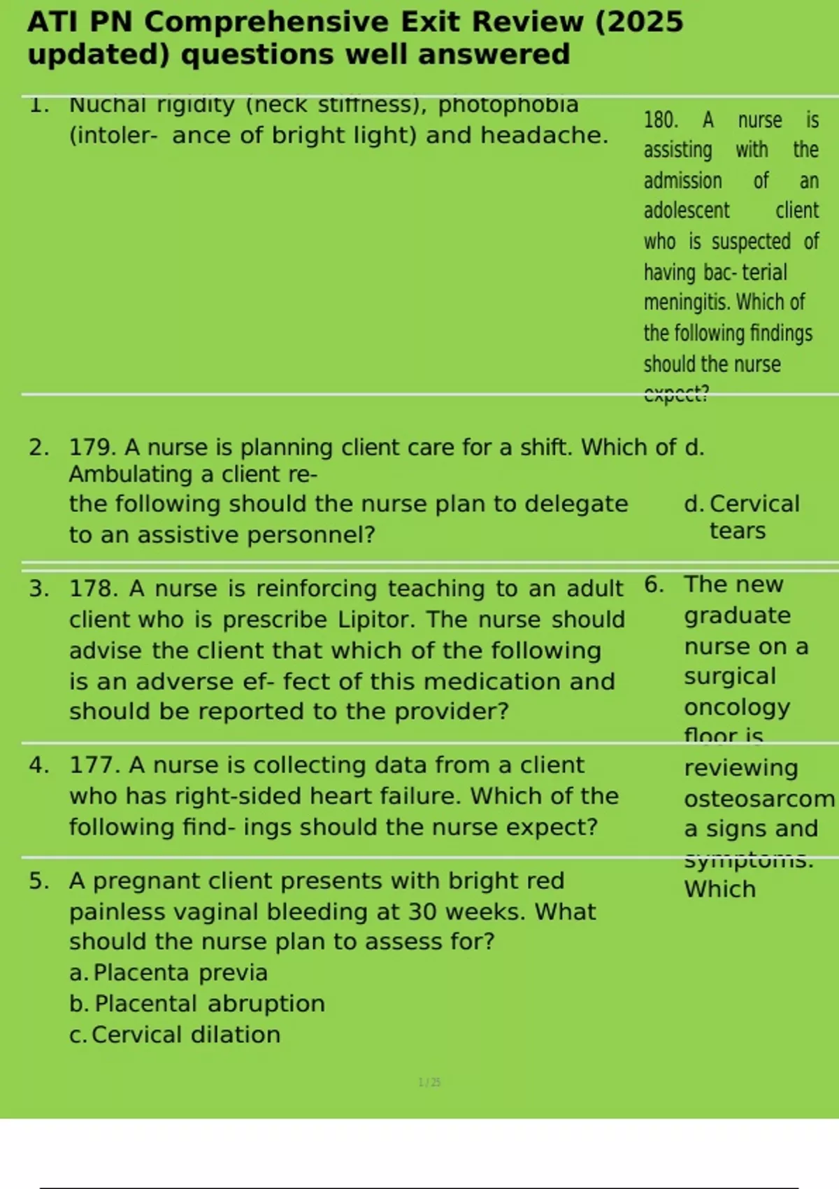 ATI PN Comprehensive Exit Review (2025 updated) questions well answered ...