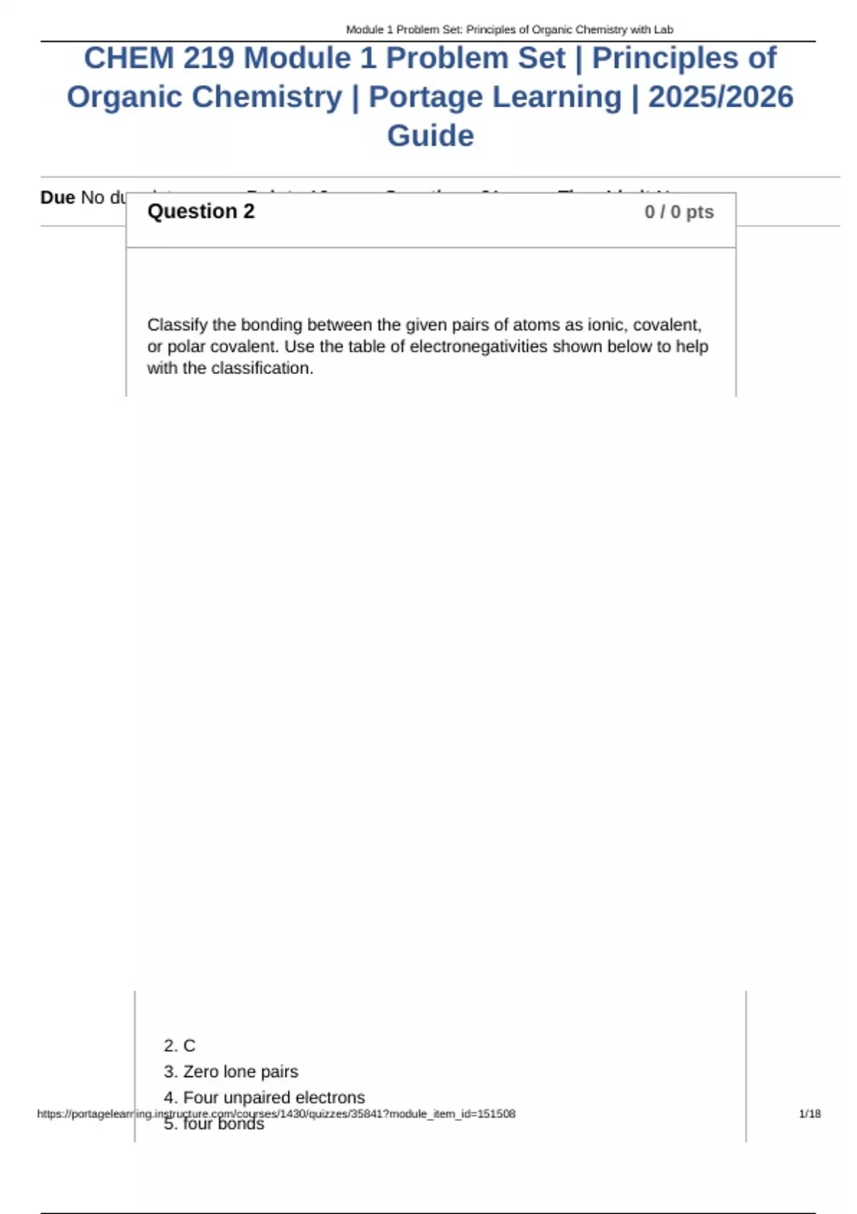 CHEM 219 Module 1 Problem Set Module 1 Problem Set | Principles of ...