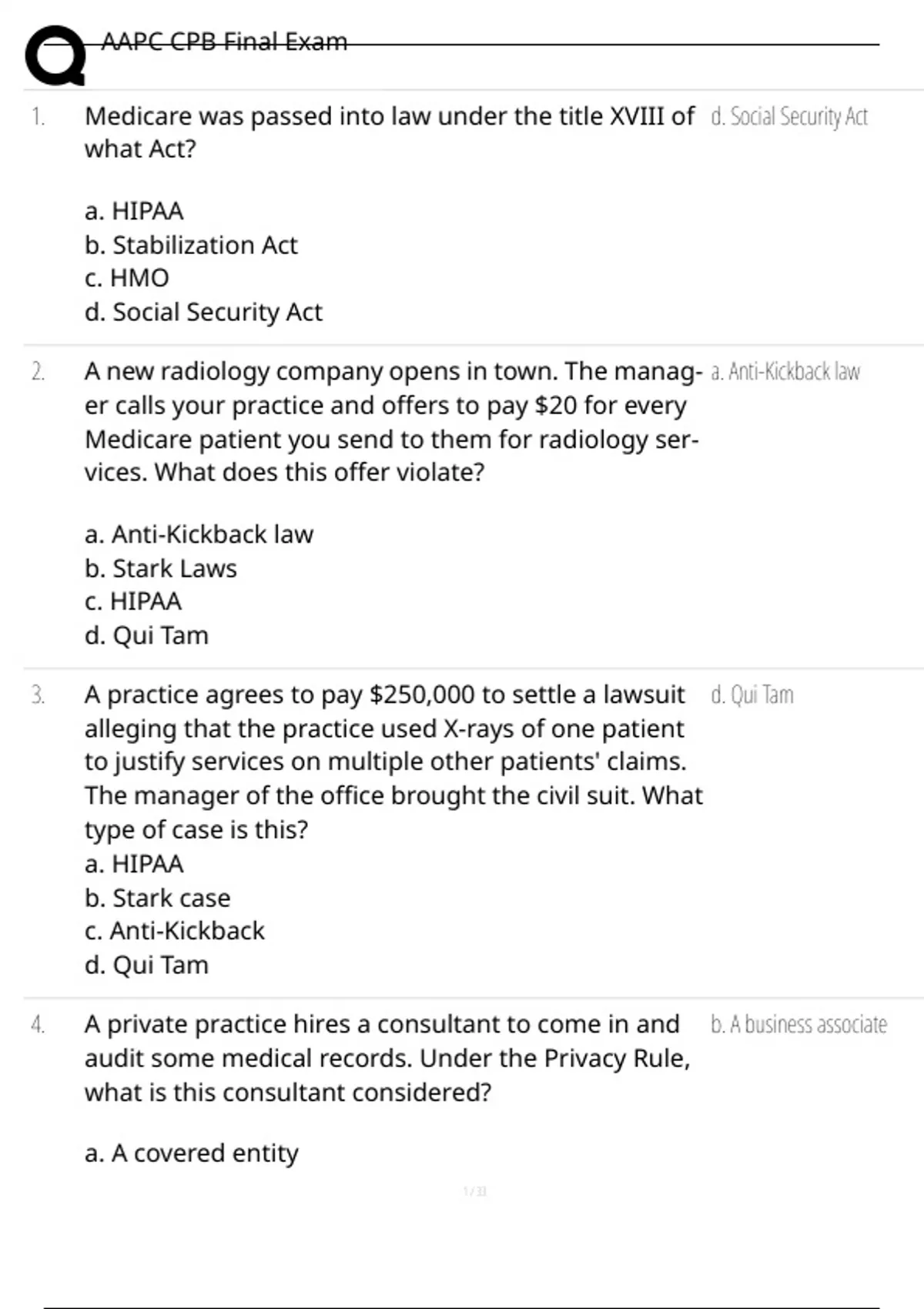 AAPC CPB FINAL EXAM 2025/2026 ACCURATE QUESTIONS WITH CORRECT DETAILED ANSWERS ||100% GUARANTEED ...