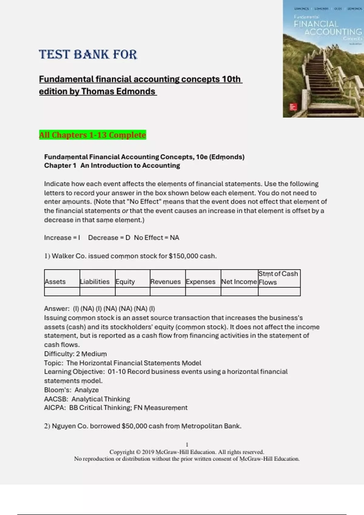 Test Bank for Fundamental financial accounting concepts 10th edition by ...