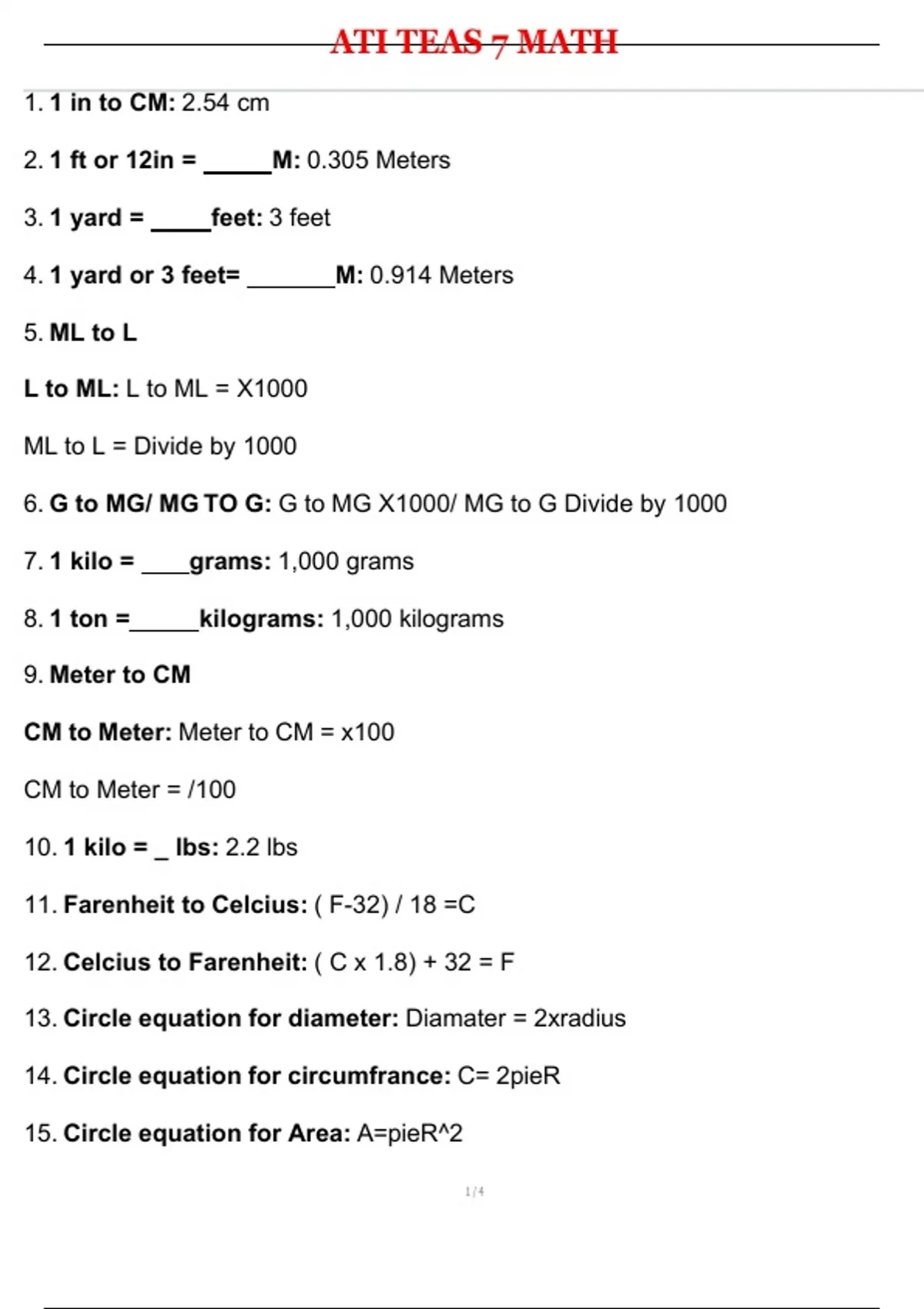 ATI TEAS 7 Math Prep Exam latest update 2025/2026 Guaranteed Pass ...