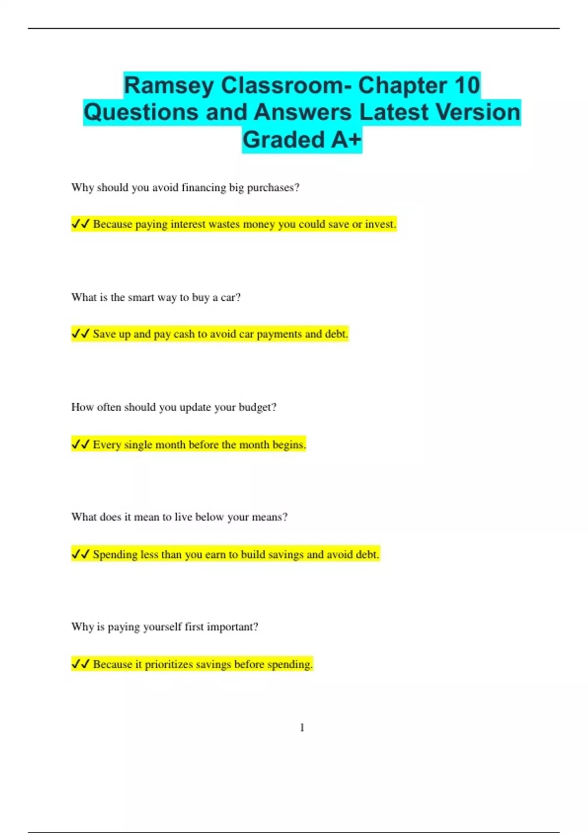 Ramsey Classroom- Chapter 10 Questions and Answers Latest Version ...