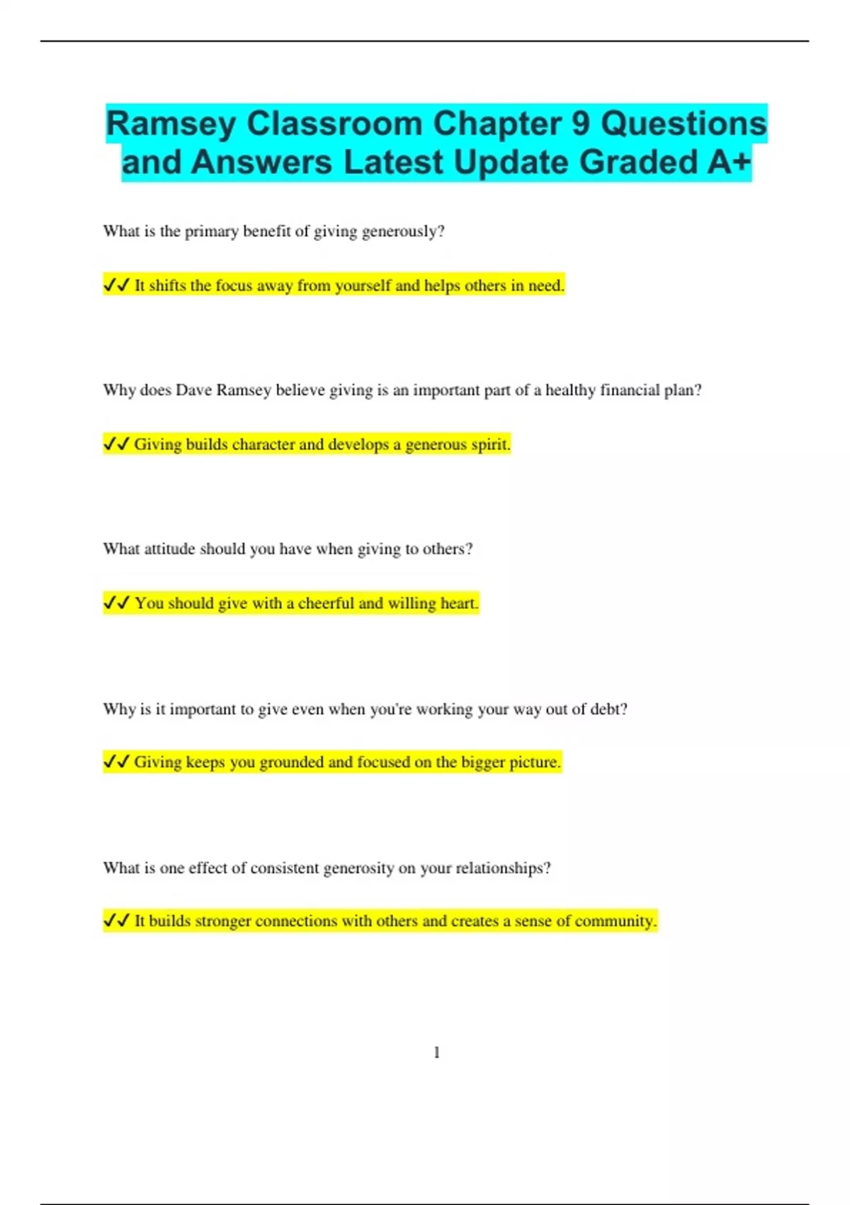 Ramsey Classroom Chapter 9 Questions and Answers Latest Update Graded ...