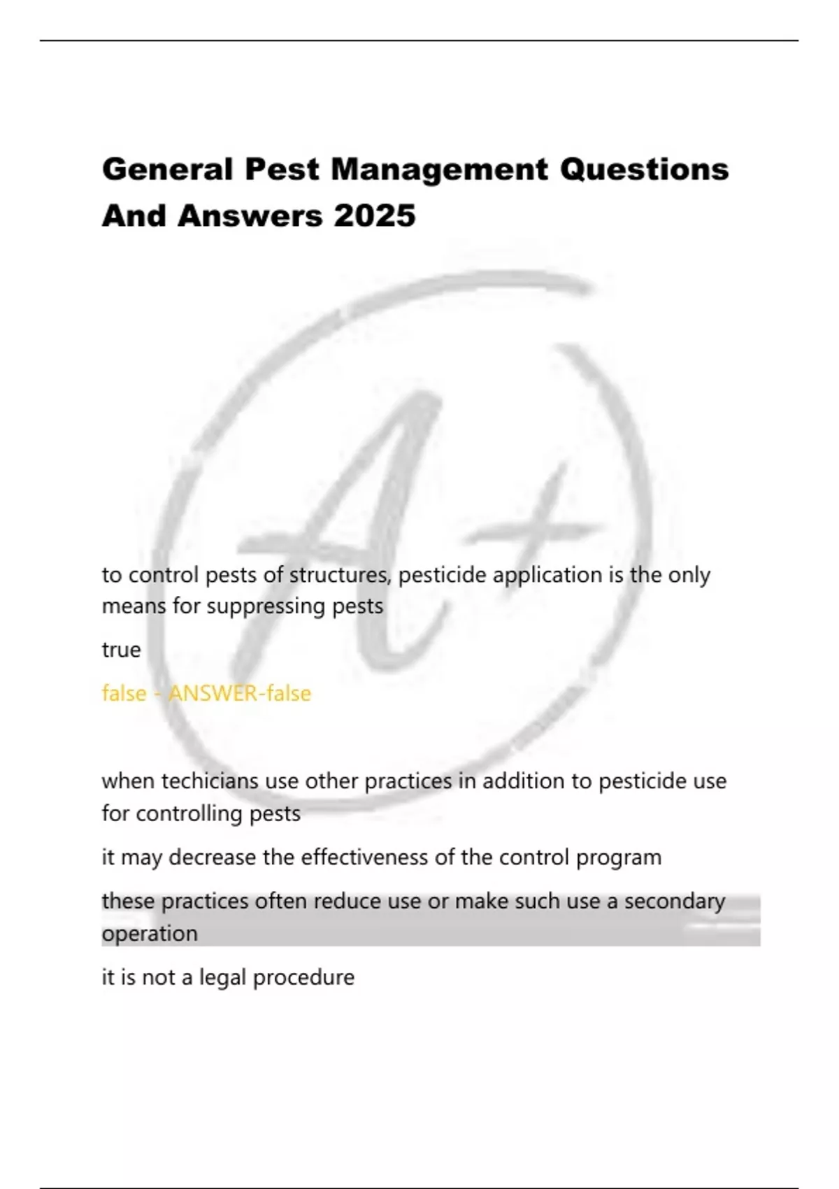 General Pest Management Questions And Answers 2025 - General Pest ...