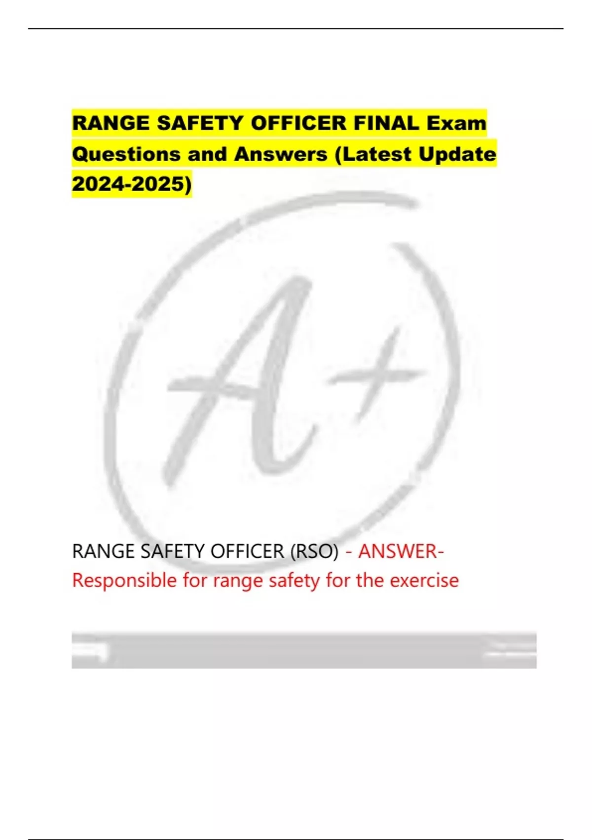 RANGE SAFETY OFFICER FINAL Exam Questions and Answers (Latest Update ...