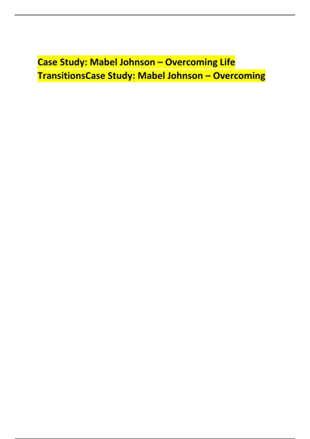 Case Study: Mabel Johnson – Overcoming Life TransitionsCase Study ...