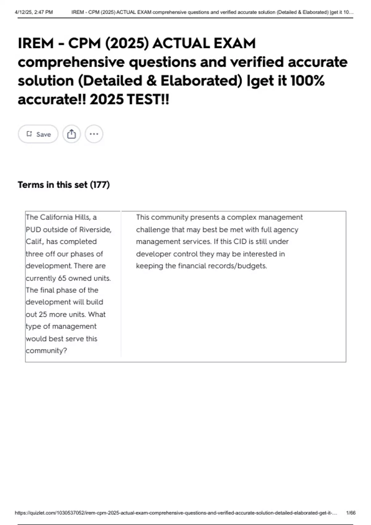 IREM - CPM (2025) ACTUAL EXAM comprehensive questions and verified ...
