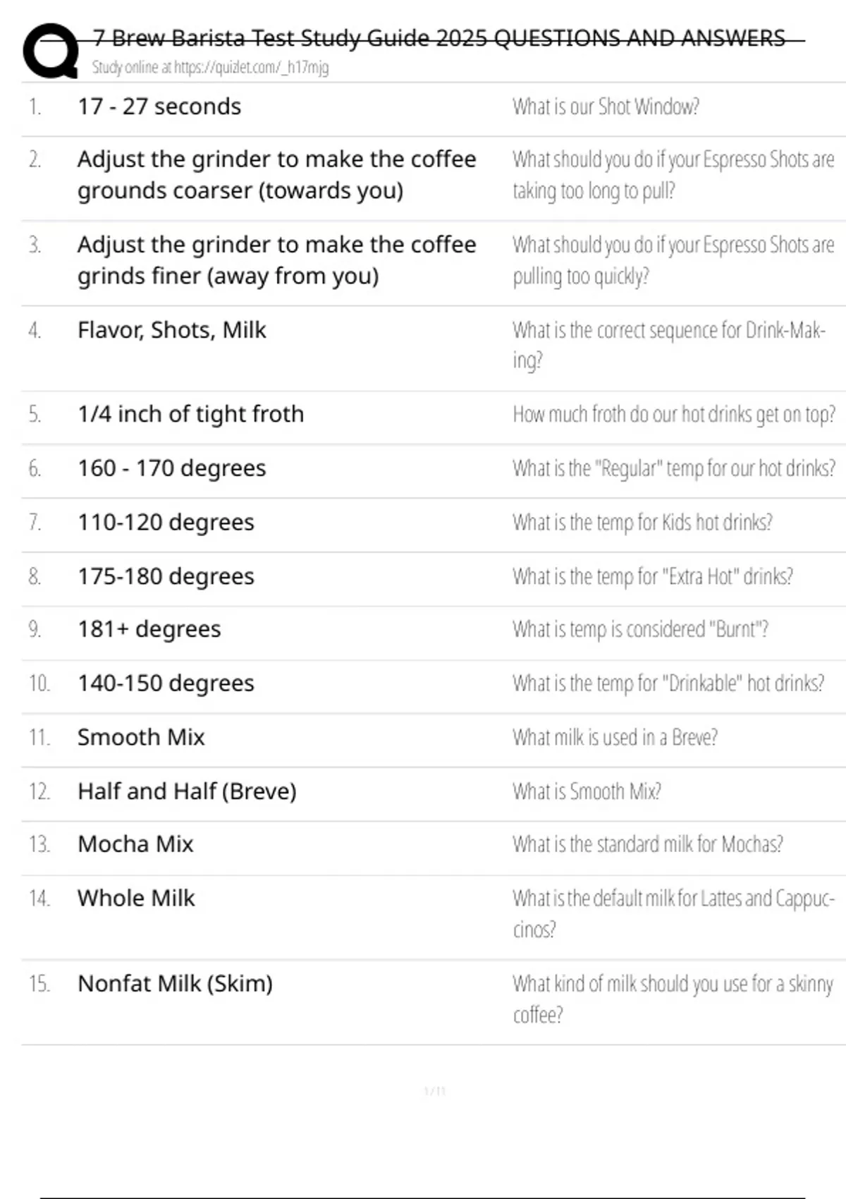 7 Brew Barista Test Study Guide 2025 QUESTIONS AND ANSWERS - 7 Brew ...