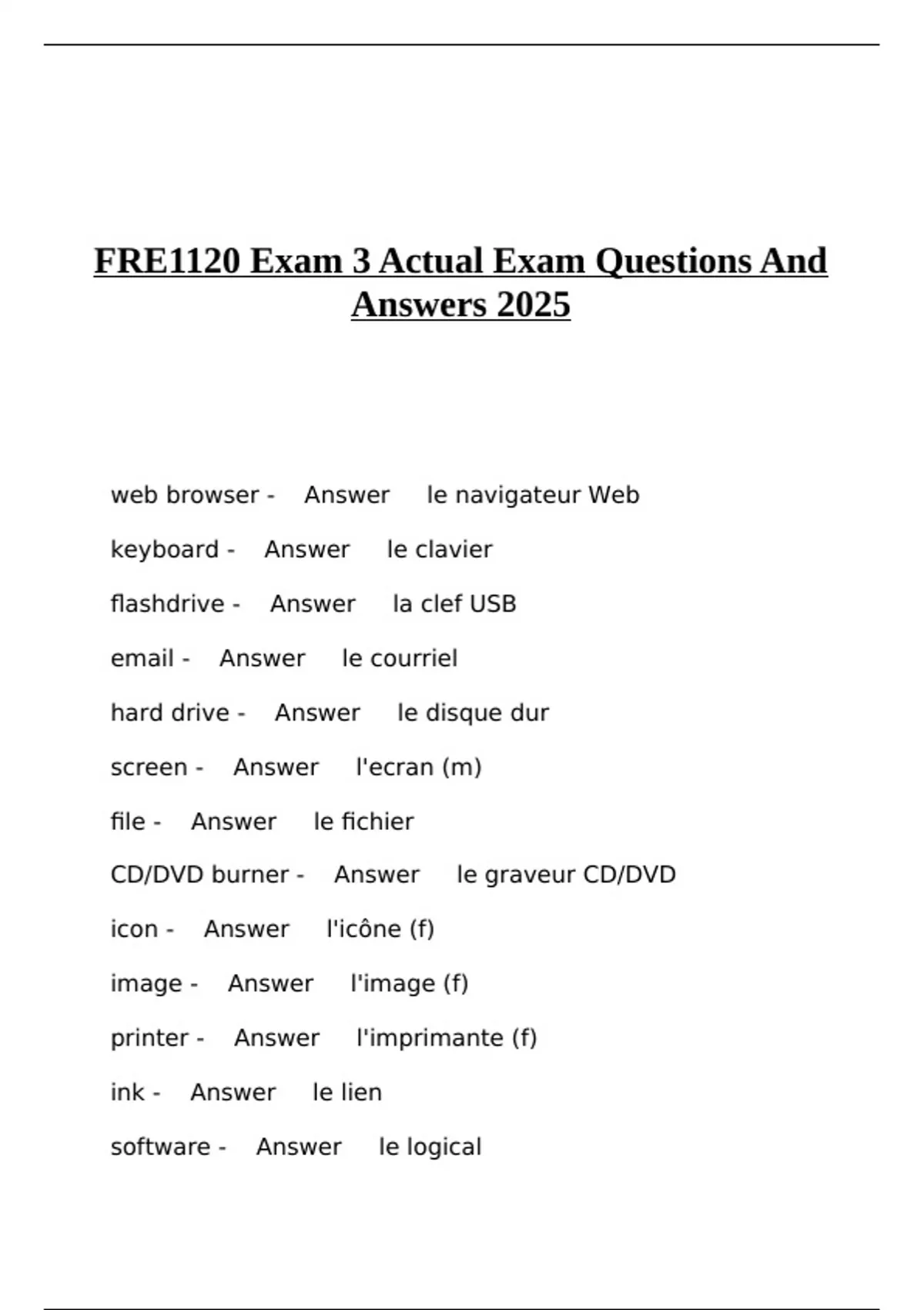 FRE1120 Exam 3 Actual Exam Questions And Answers 2025 - FRE 1120 ...